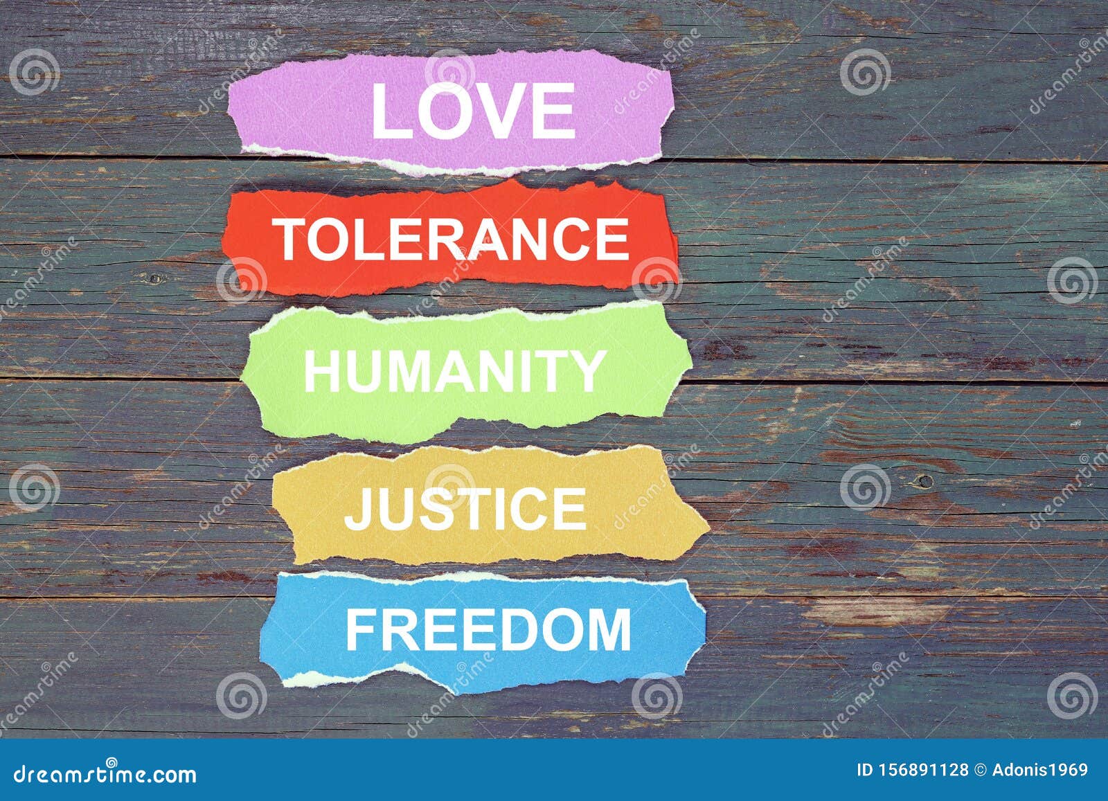 Love, Tolerance, Humanity, Justice, Freedom Stock Photo - Image of ...