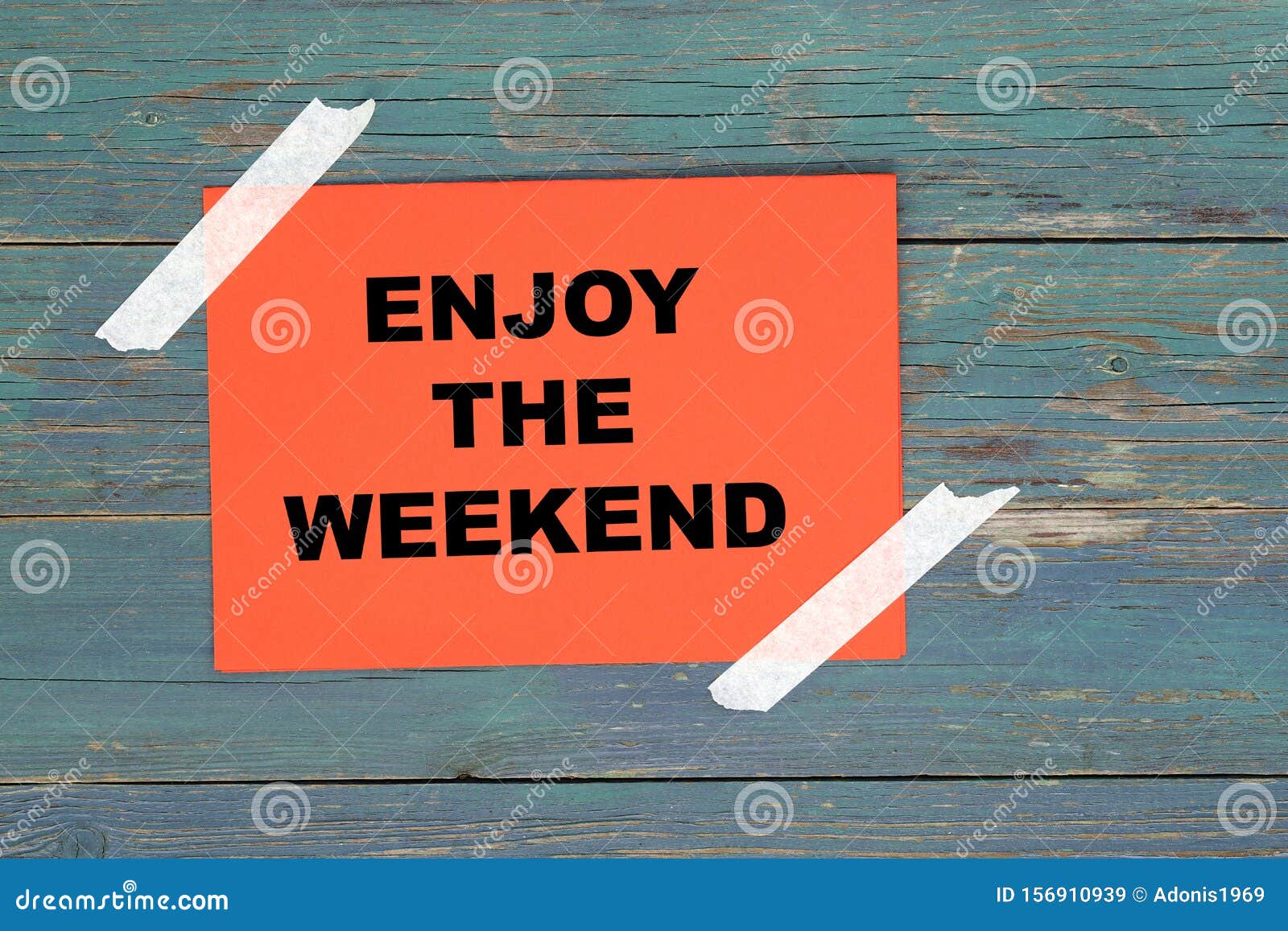 Enjoy the weekend on paper stock image. Image of tags - 156910939