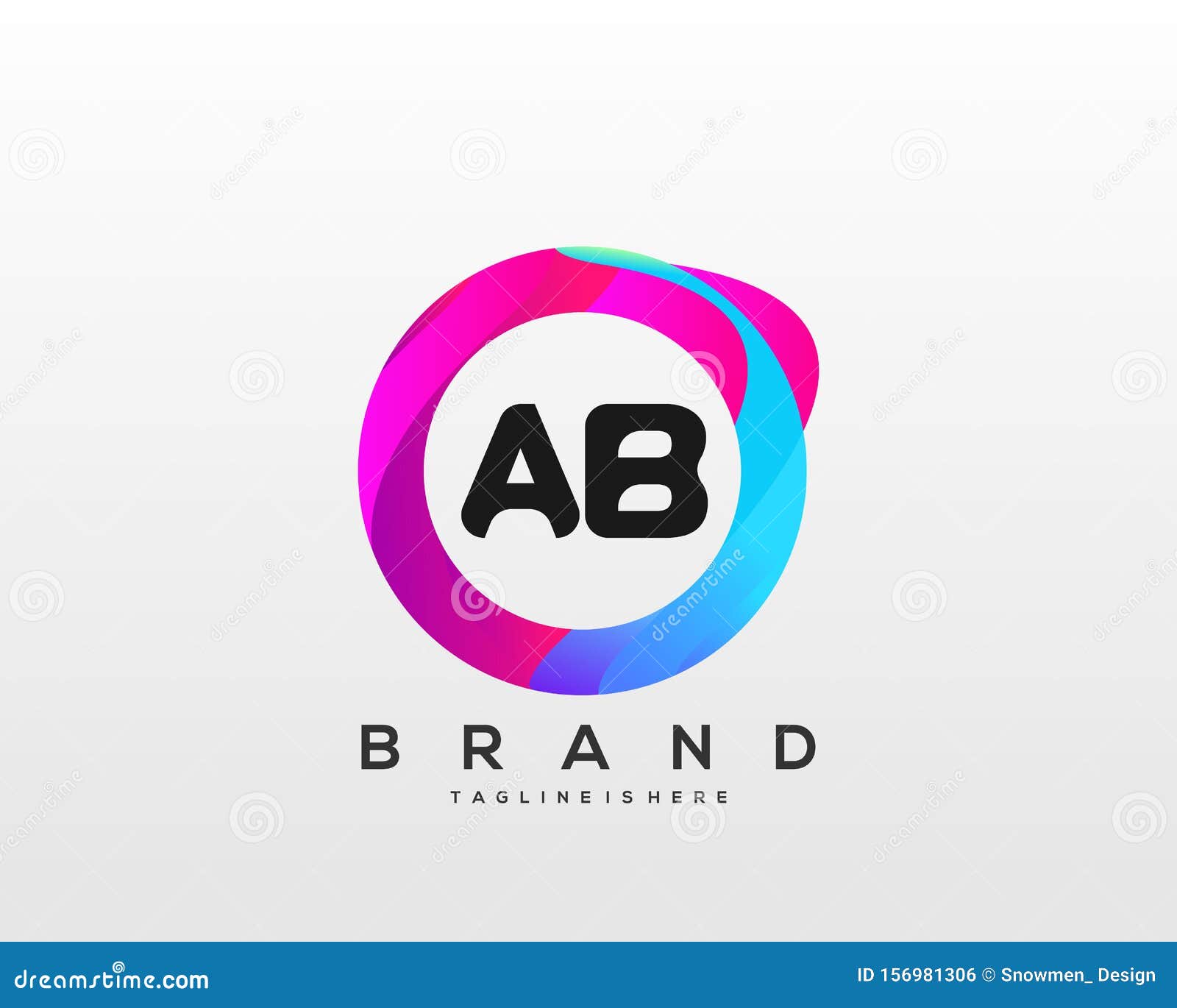 Initial Letter AB Logo with Colorful Circle Background, Letter ...
