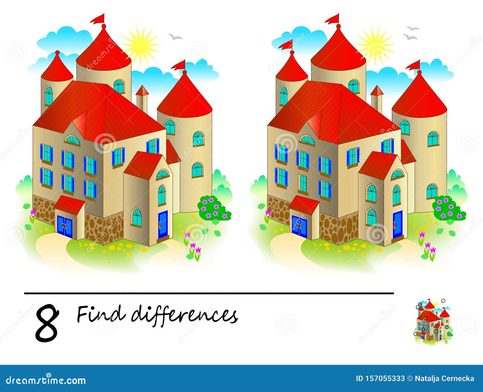 Find 8 Differences. Logic Puzzle Game for Children and Adults ...