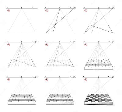 How To Draw Step by Step Chess Board in Perspective with Vanishing ...