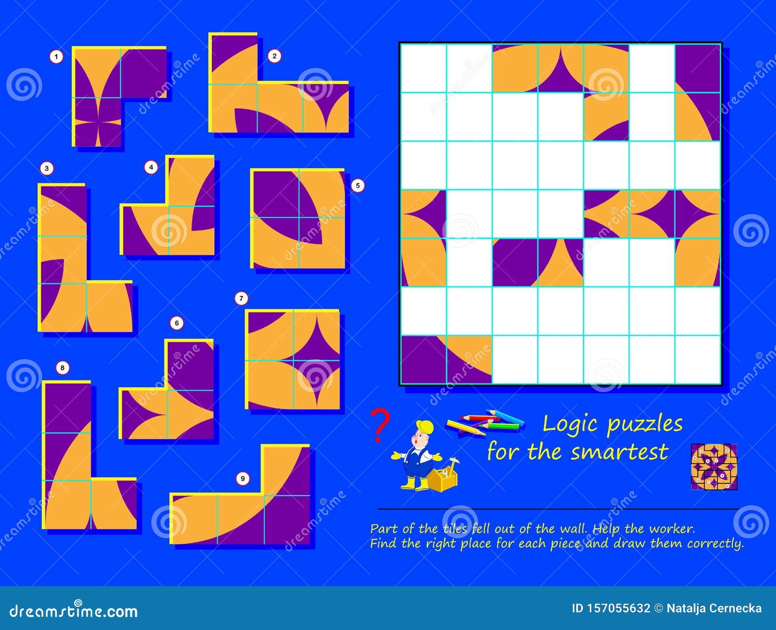 Logic Puzzle Game for Children and Adults. Part of Tiles Fell Out of ...