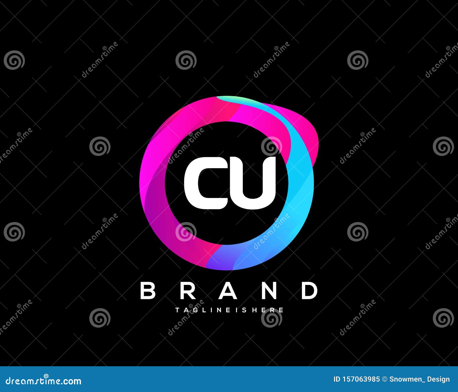 Initial Letter CU Logo with Colorful Circle Background, Letter ...