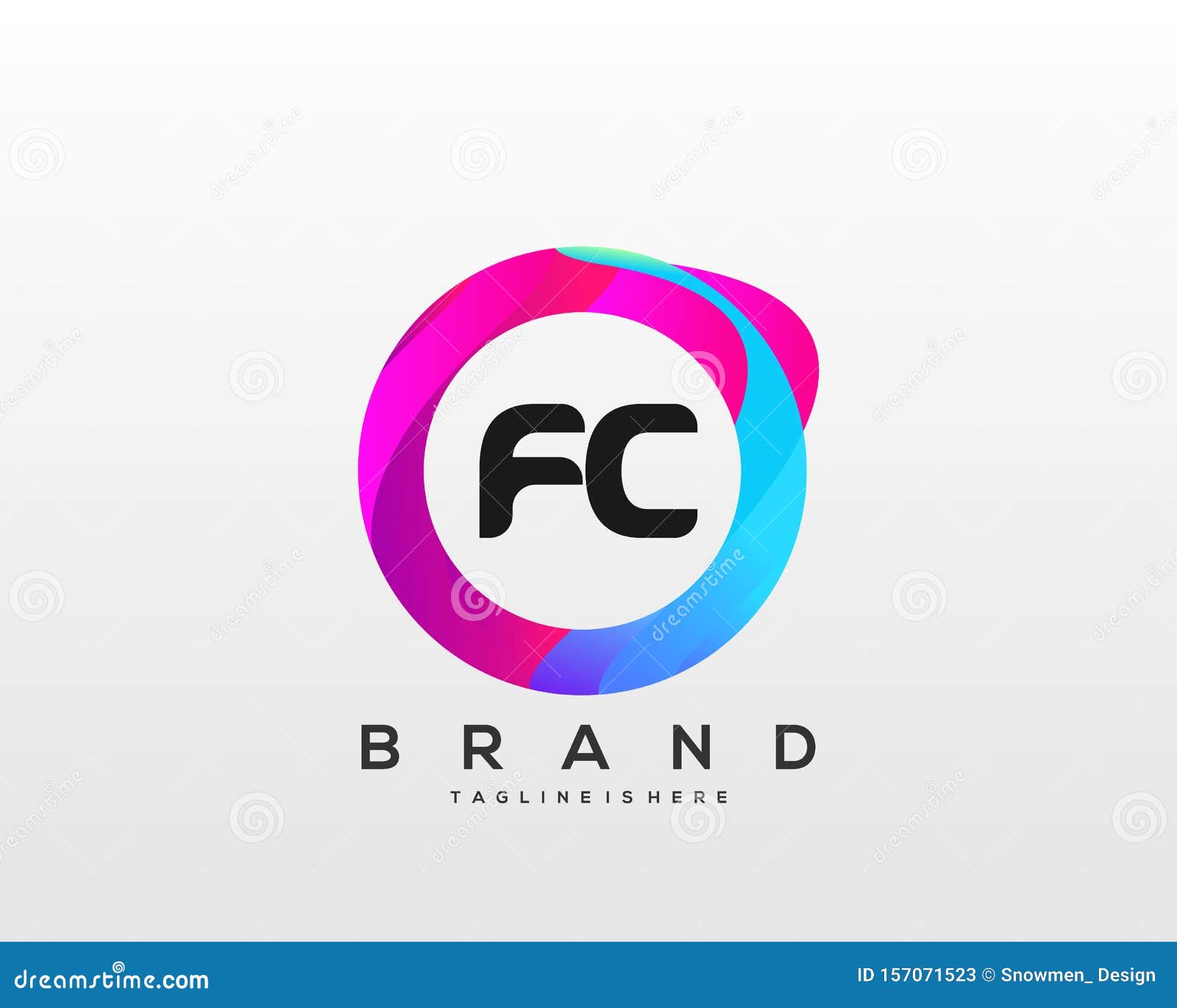 Initial Letter FC Logo with Colorful Circle Background, Letter ...