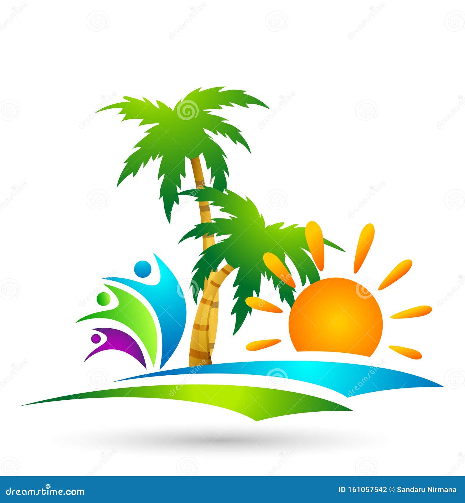 Beach Water Wave Sun People Palm Tree Union Wellness Celebration Group ...