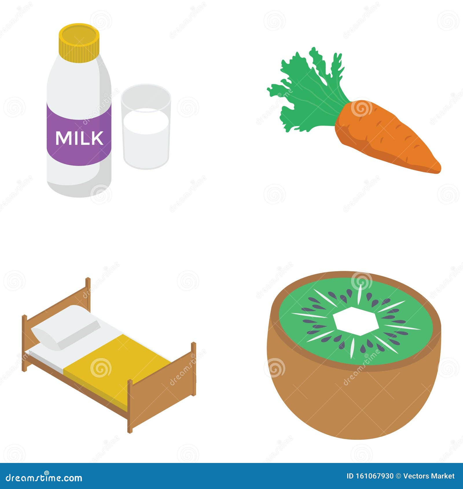 Nutritious Food Isometric Icons Pack Stock Vector - Illustration of ...