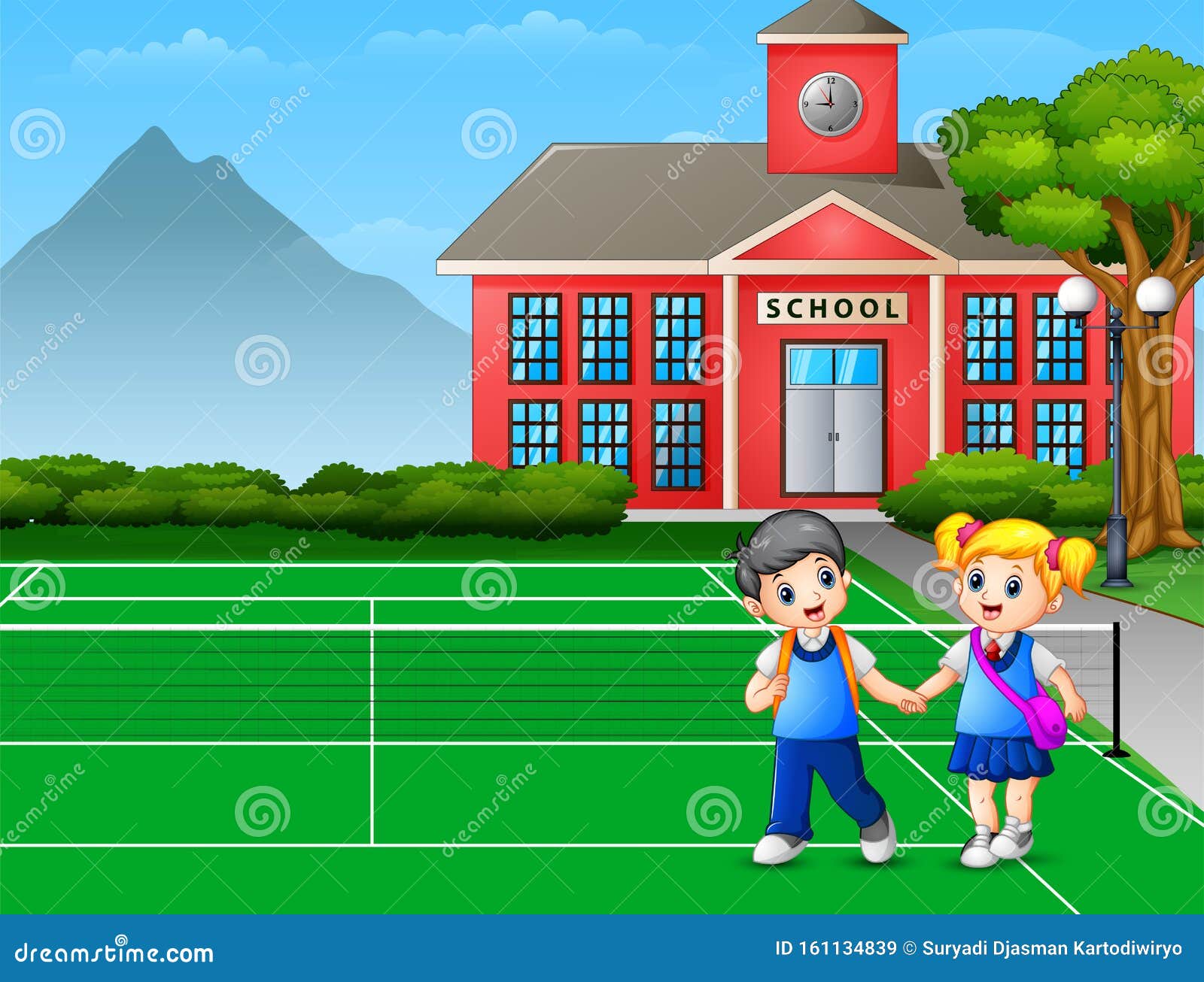 Cartoon a Boy and Girl Going Home after School Stock Vector ...