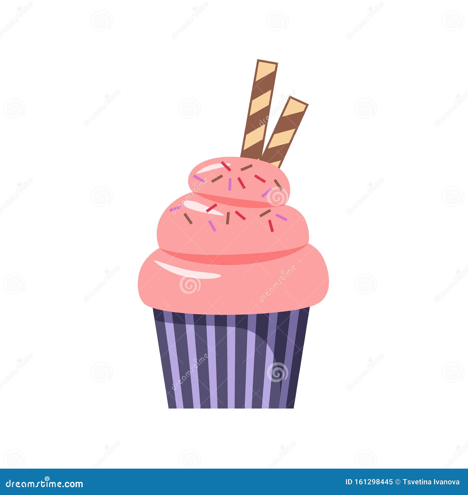 Pink Cupcake Colorful Vector Illustration. Stock Vector - Illustration ...