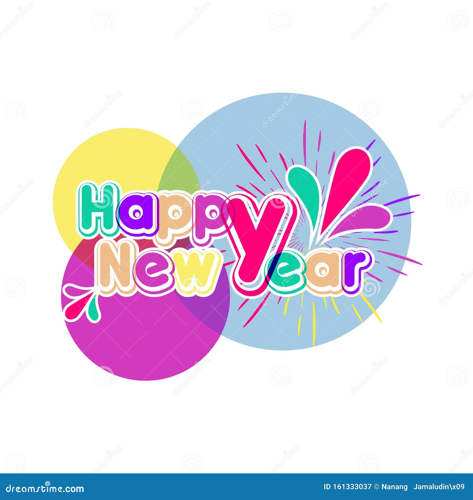 Happy New Year Full Color Vector Stock Vector - Illustration of ...