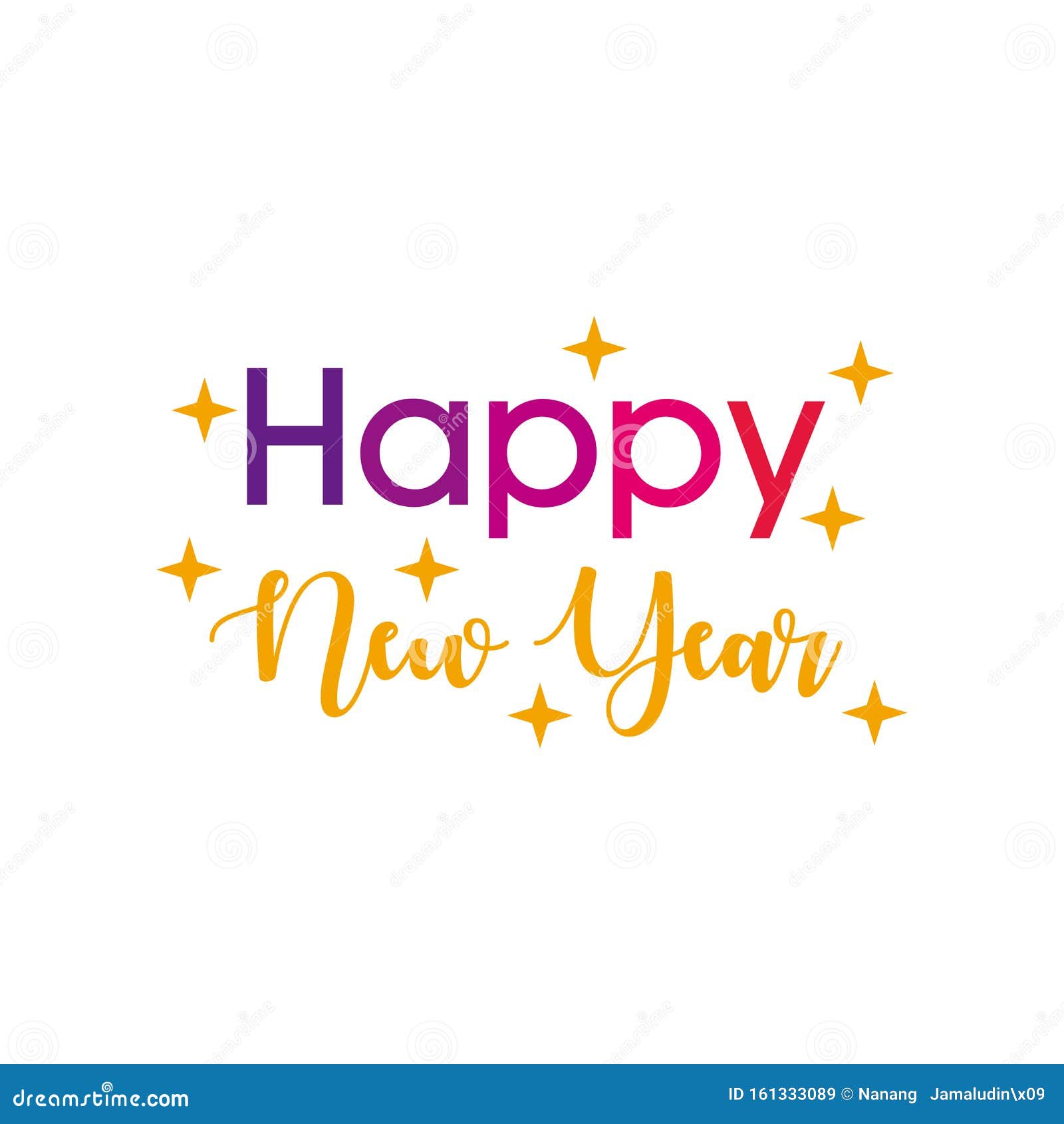 Happy New Year Full Color Vector Stock Vector - Illustration of graphic ...
