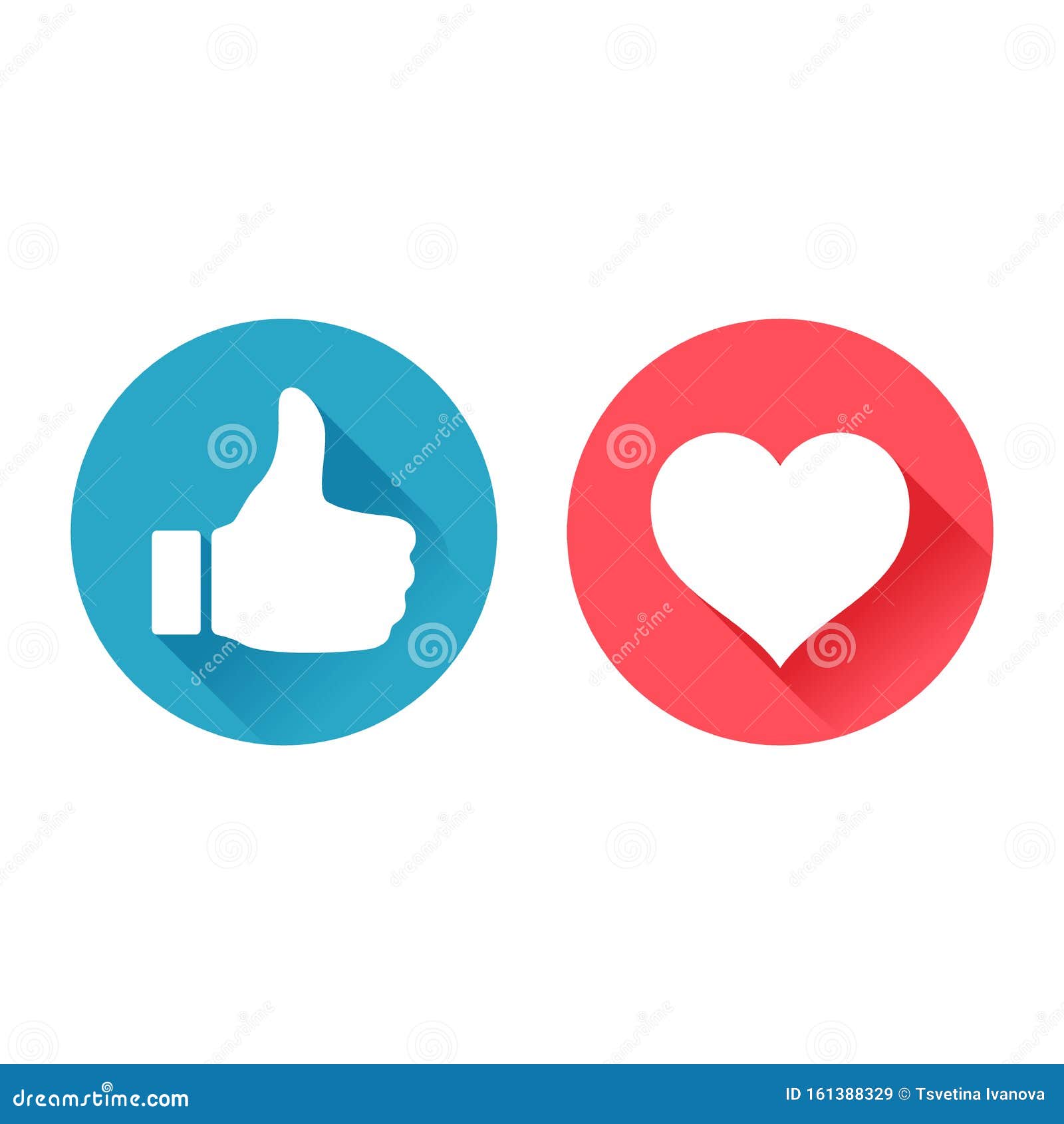 Like and Love Circle Social Media Button Set. Stock Vector ...