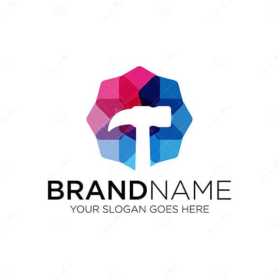 Hammer logo full color stock vector. Illustration of colornvector ...
