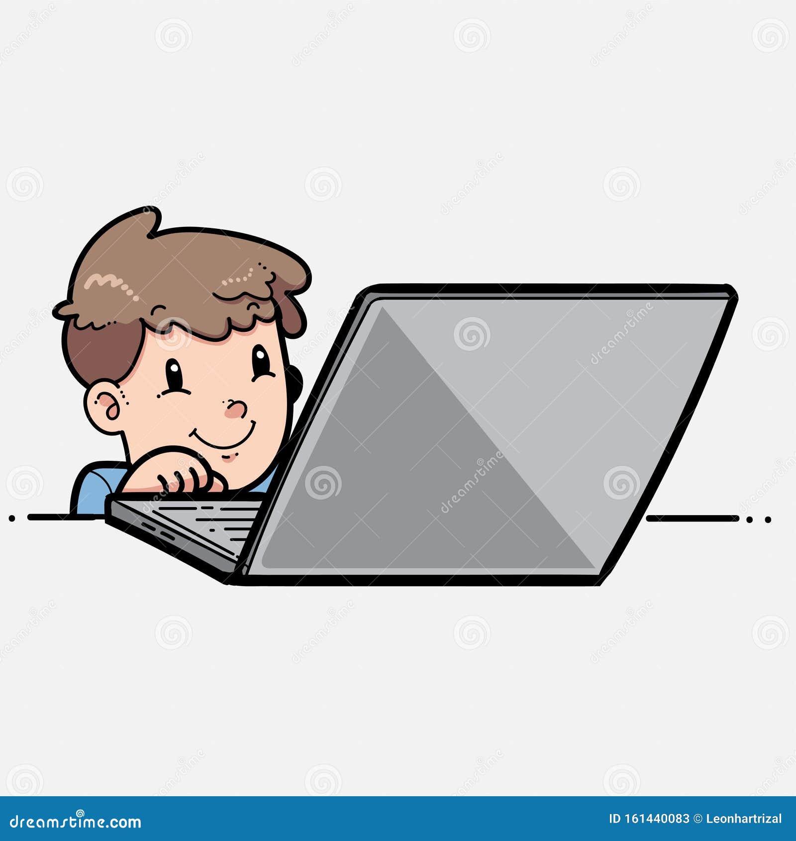 Child playing with laptop stock vector. Illustration of lifestyle ...