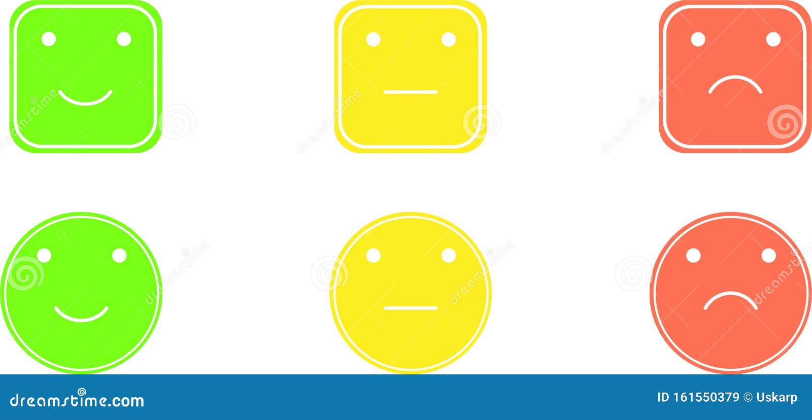 Customer Satisfaction Survey Smile Icons / Buttons for Feedback Showing ...