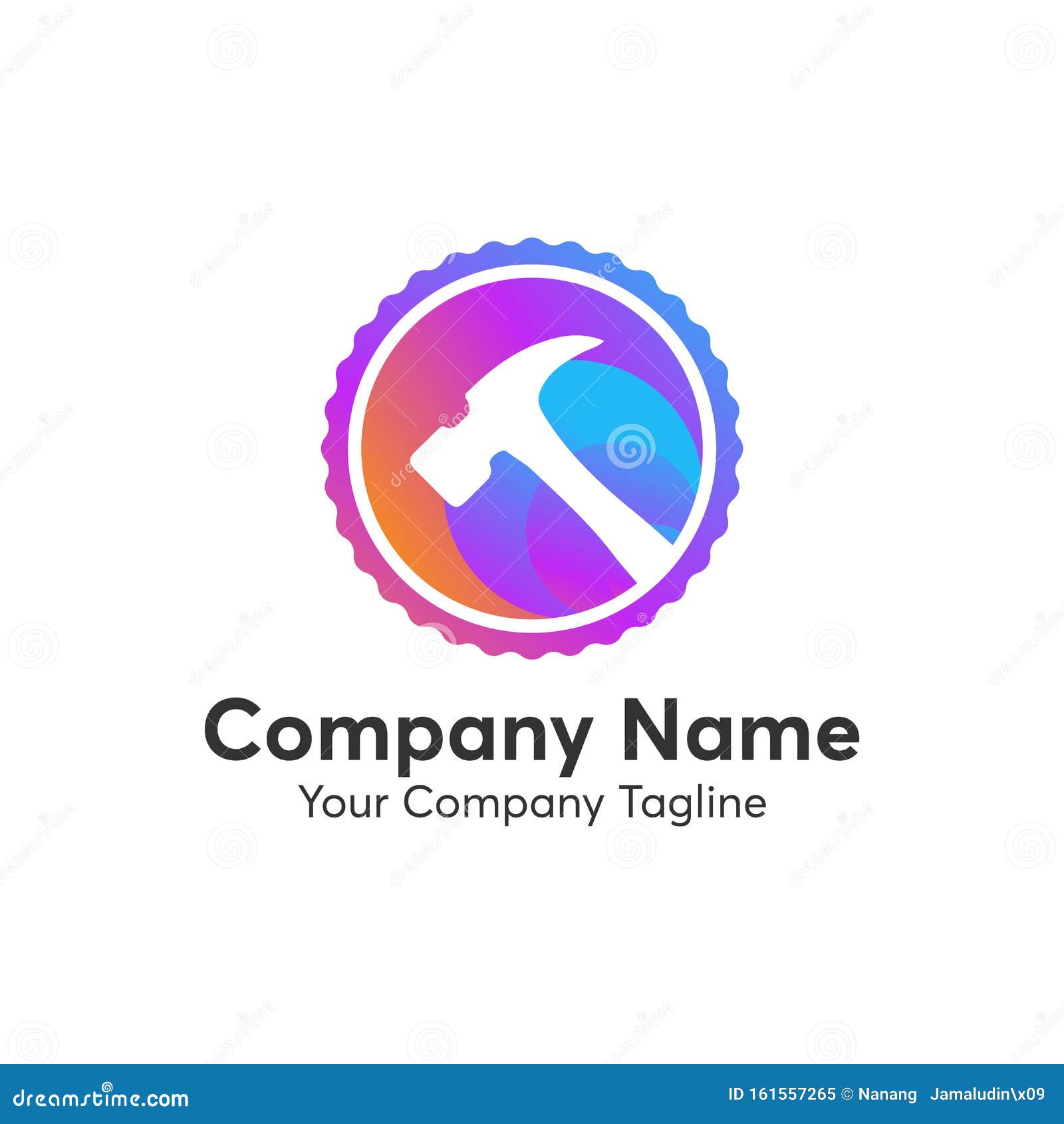 Hammer logo full color stock vector. Illustration of hammer - 161557265