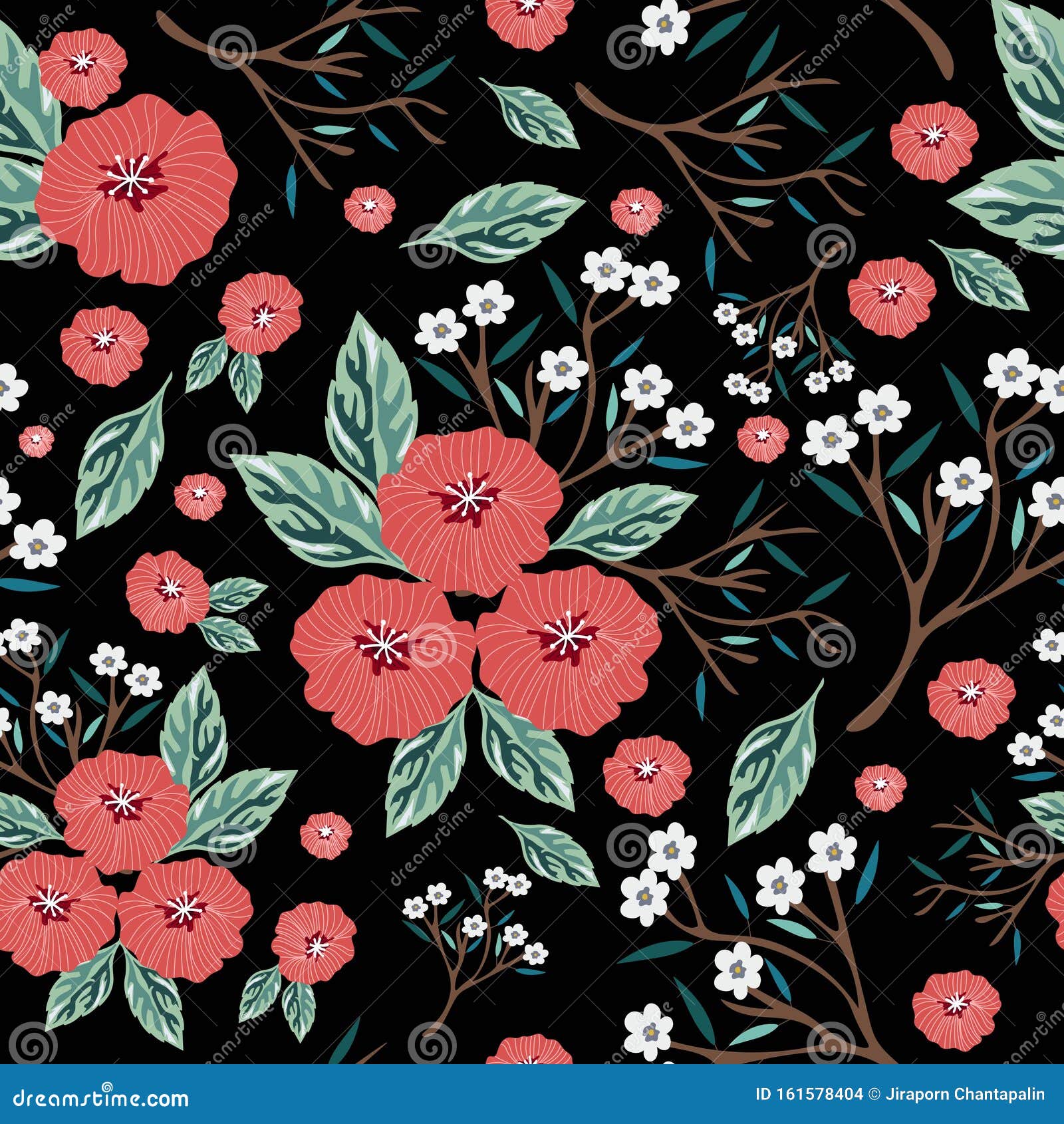 Red and White Flower Seamless Pattern Stock Vector - Illustration of ...