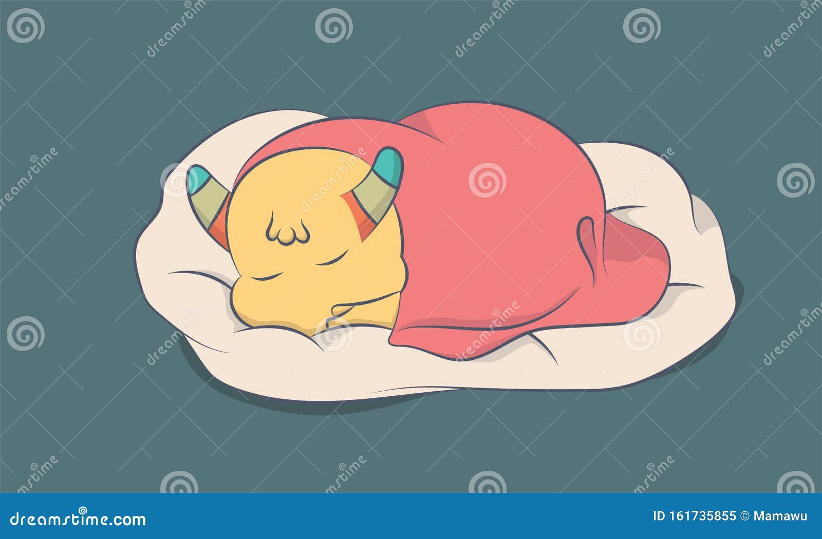 Monster Sleeping And Having A Nightmare Funny Vector Cartoon ...