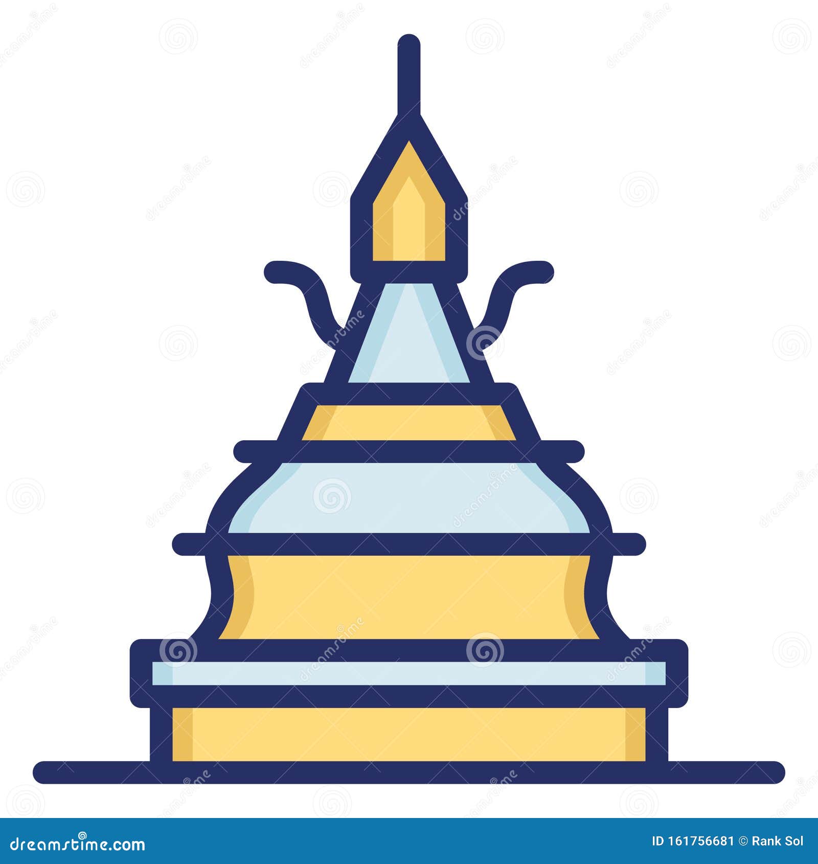 Bagan, Myanmar, Landmarks Silhouette Sunrise Background Vector ...