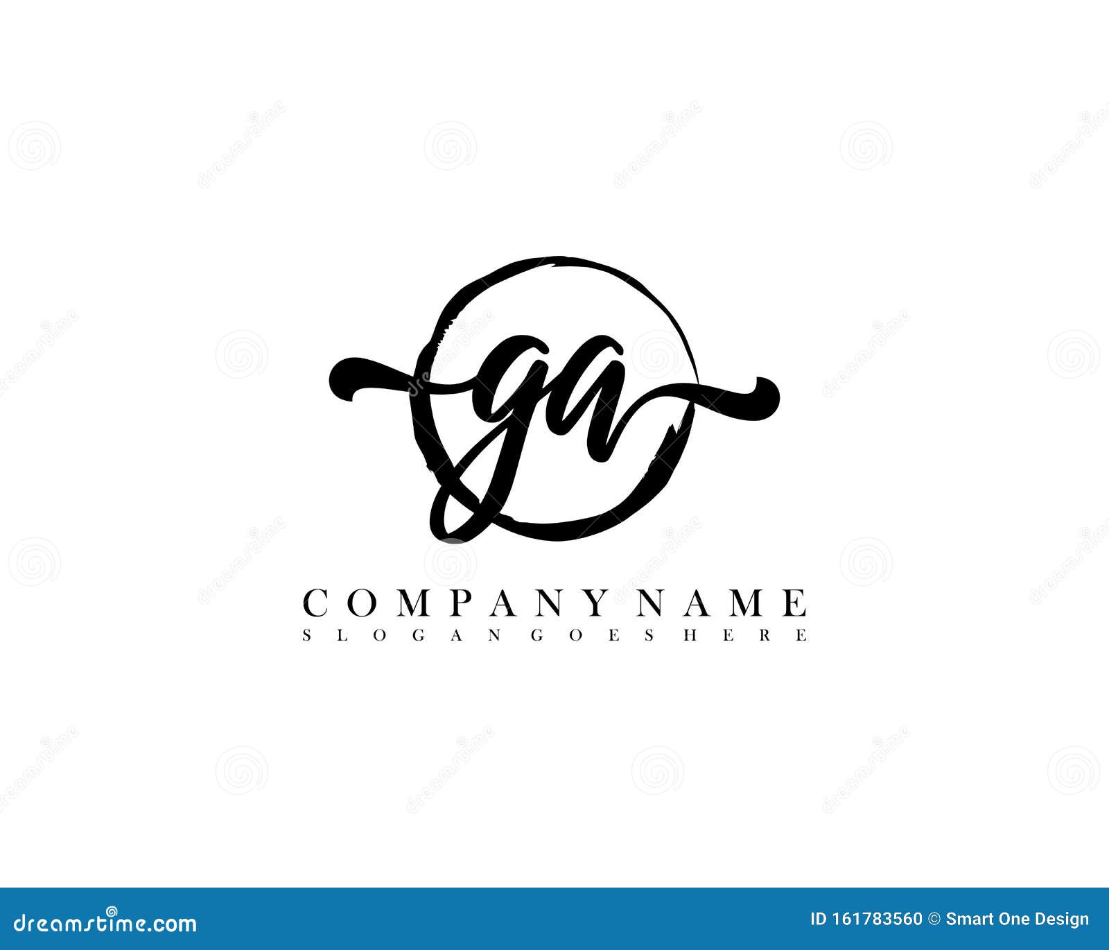 GA Initial Handwriting Logo Circle Hand Drawn Template Vector Stock ...