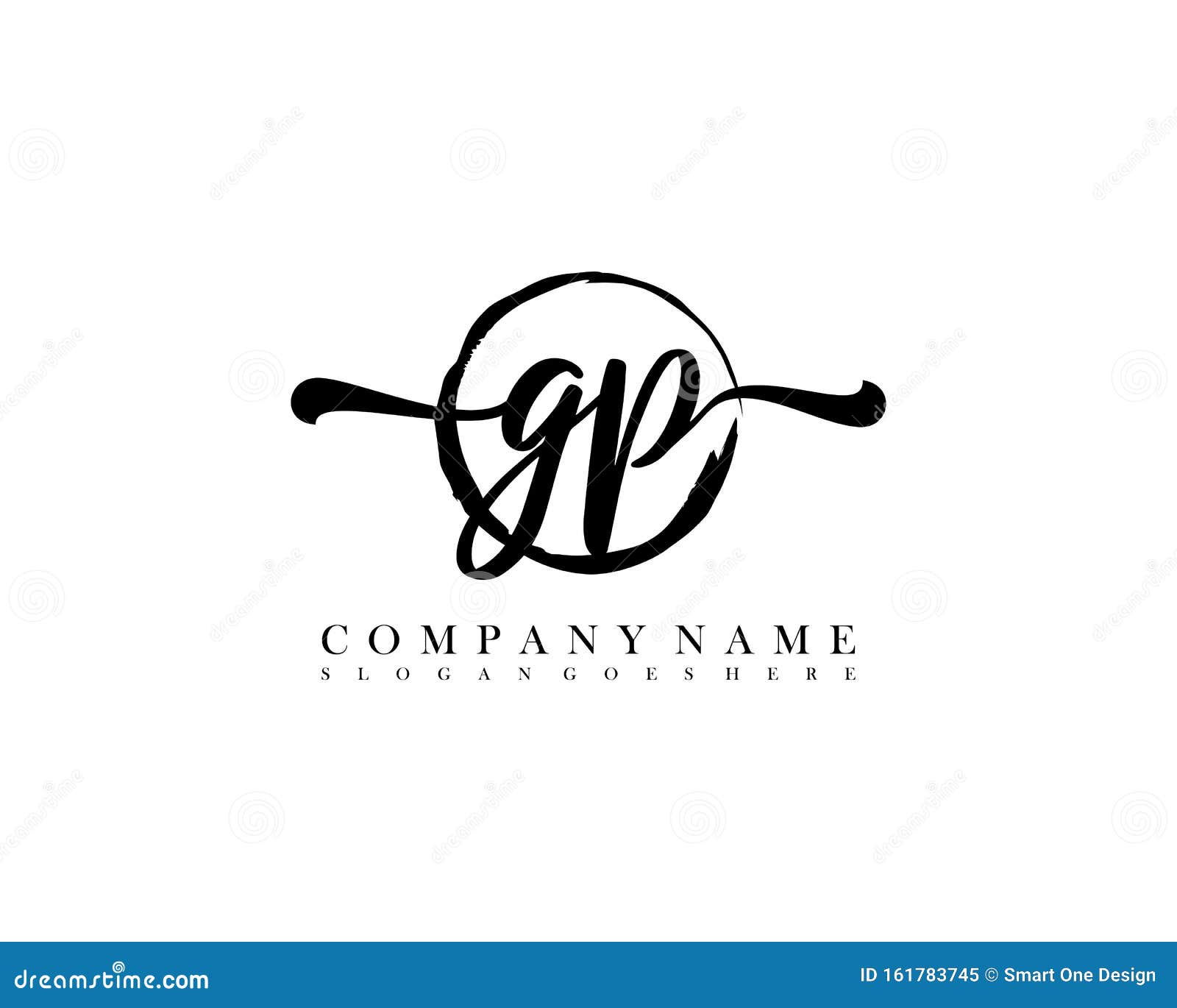 GP Initial Handwriting Logo Circle Hand Drawn Template Vector Stock ...