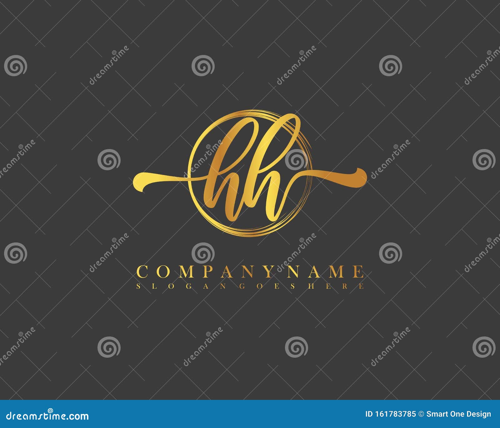 HH Initial Handwriting Logo Circle Hand Drawn Template Vector Stock ...