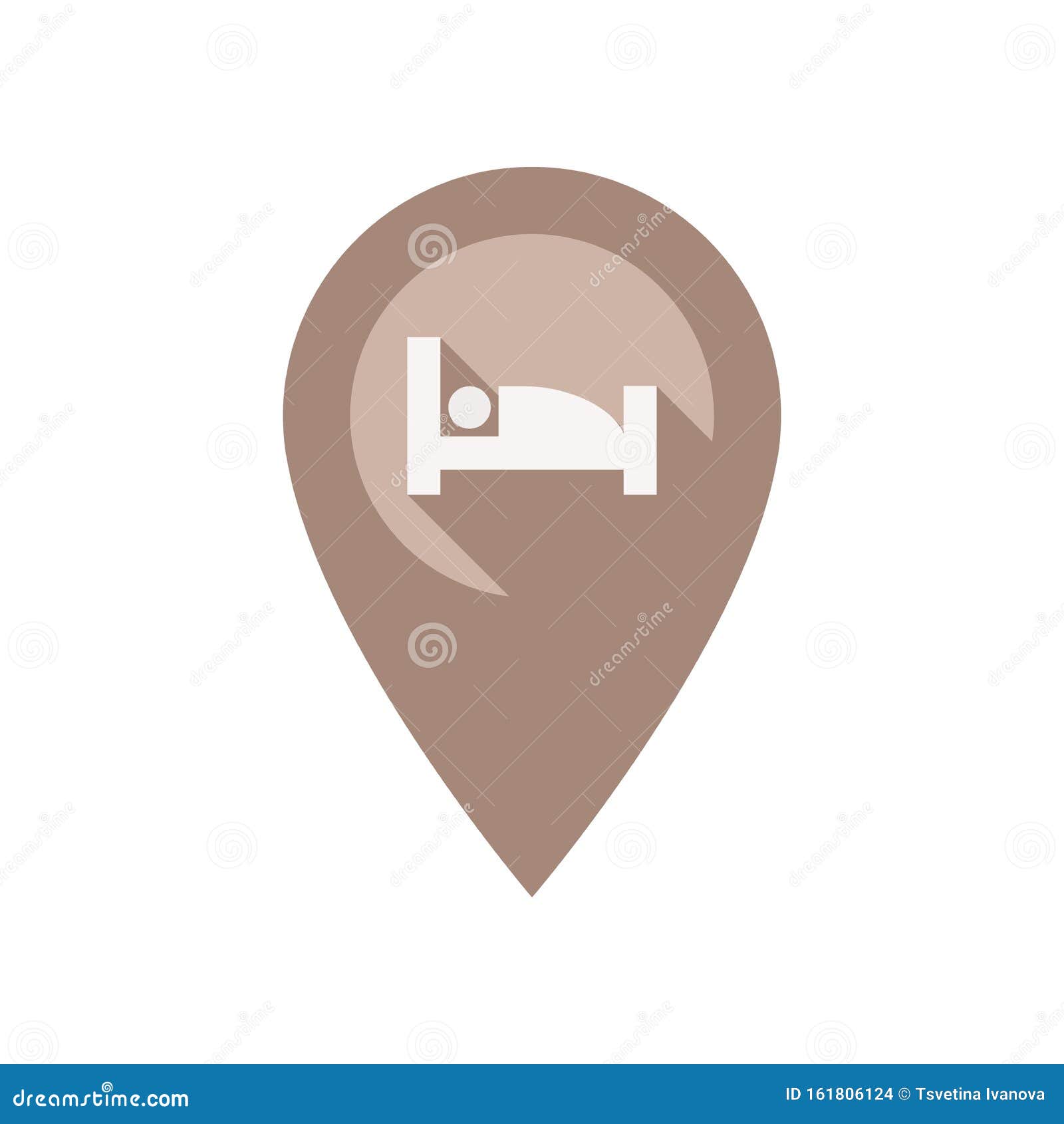 Location Pin for Hotel, Hostel Room with Long Shadow Effect. Stock ...