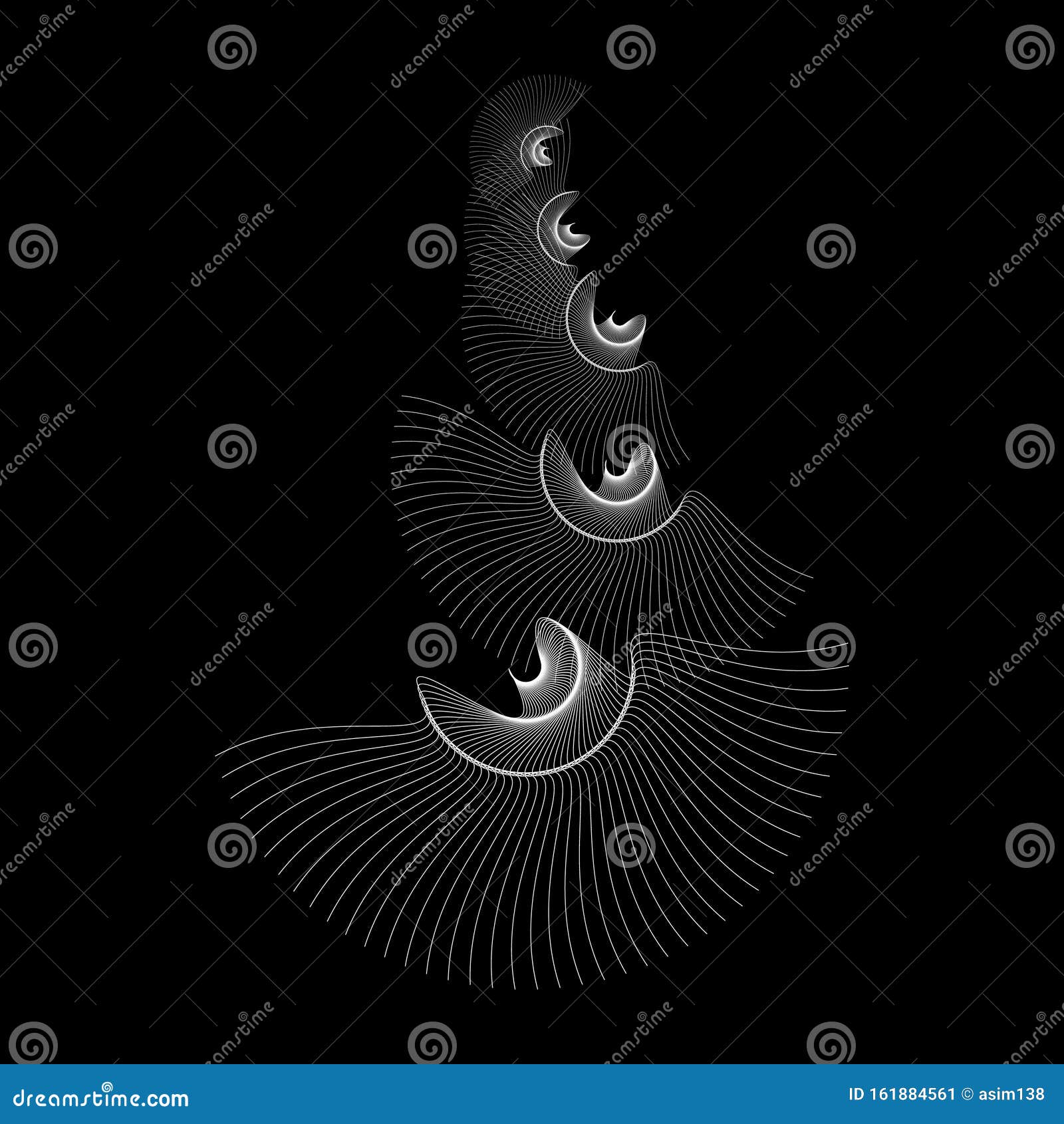 Vector Illustration Abstract Repeating Swirls, White Line Drawing ...