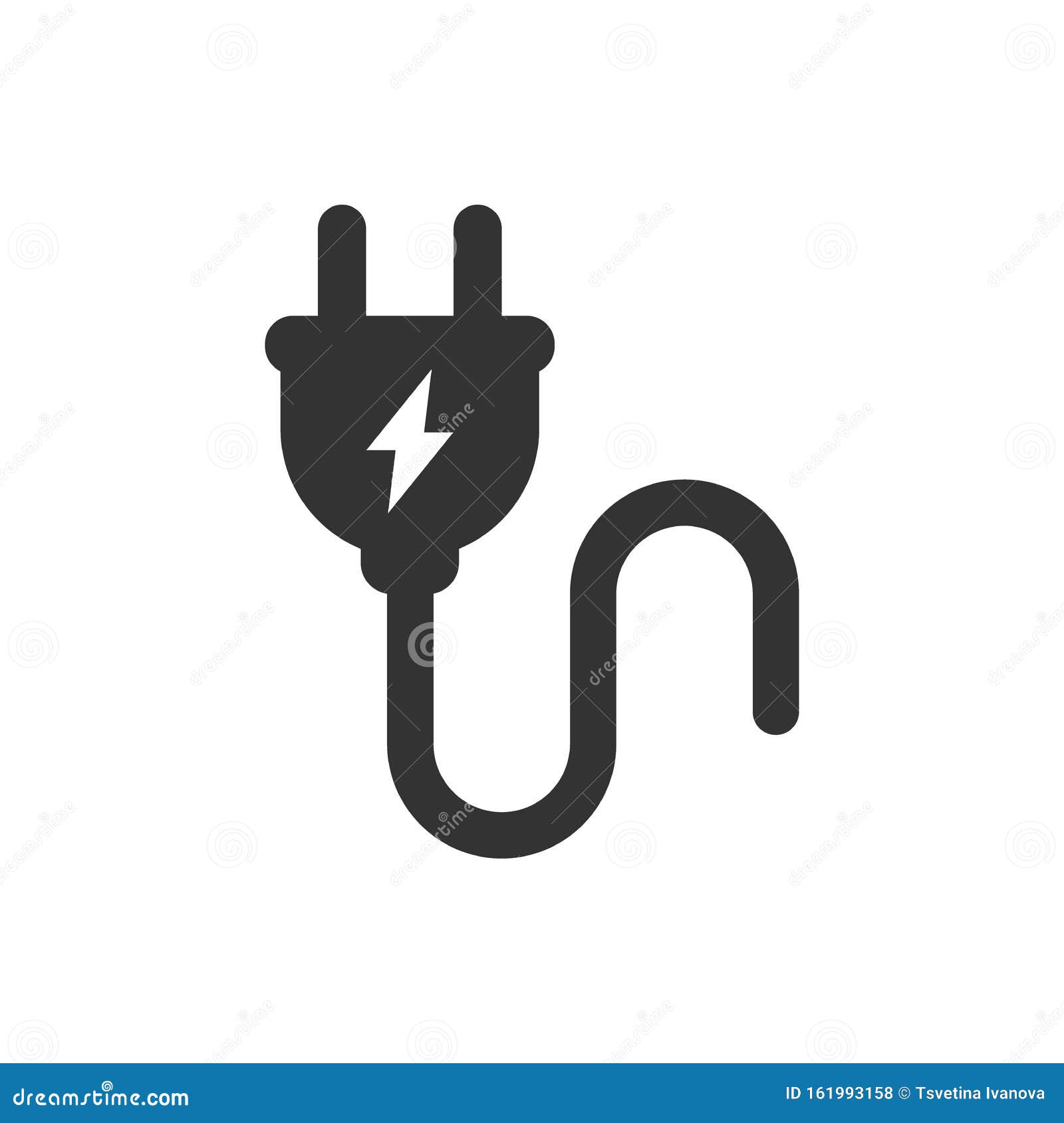 Electrical Plug with Lighting Symbol and Cable Black Vector Icon. Stock ...