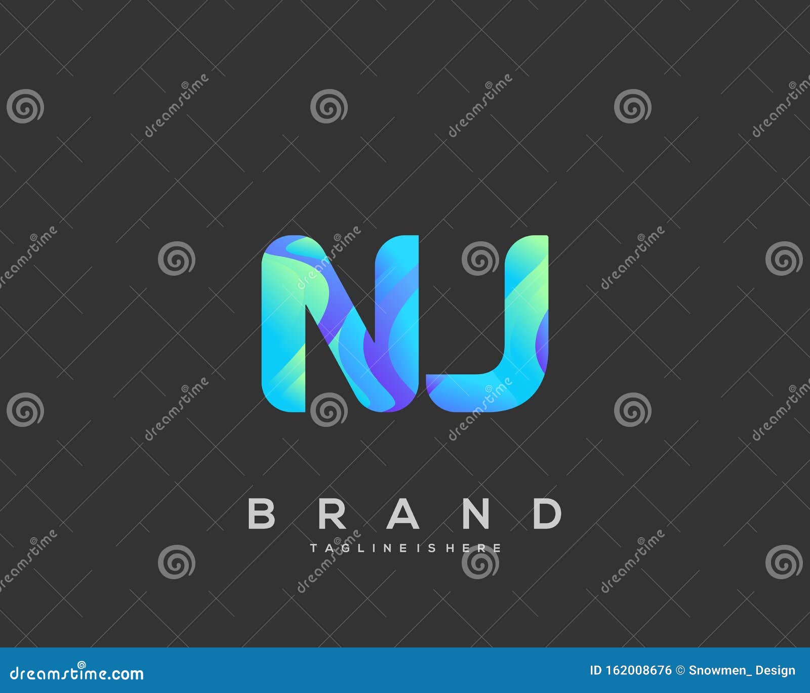 Initial Letter NJ Logo with Colorful Circle Background, Letter ...