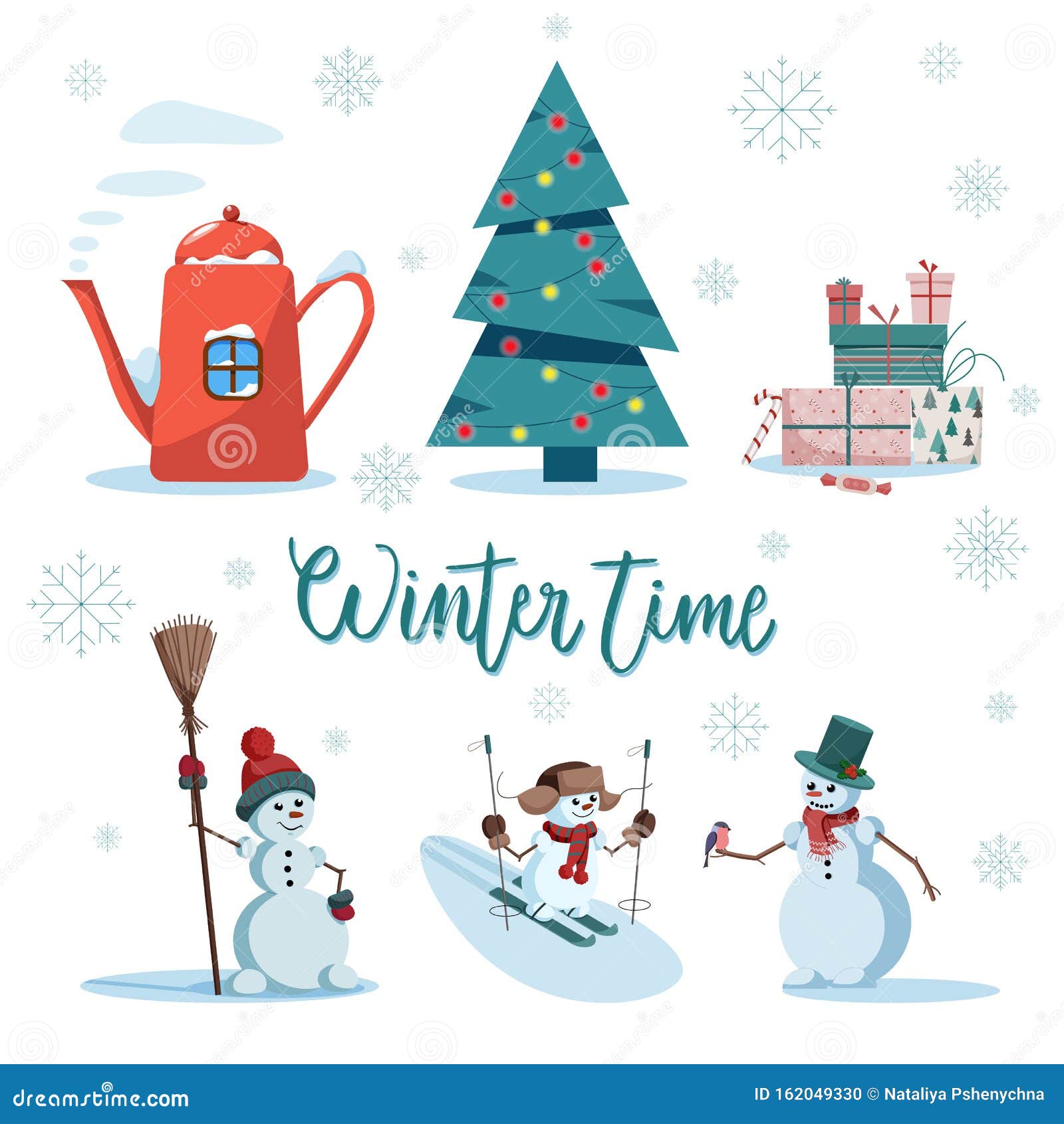 Winter Time Flat Style Elements Stock Vector - Illustration of elements ...