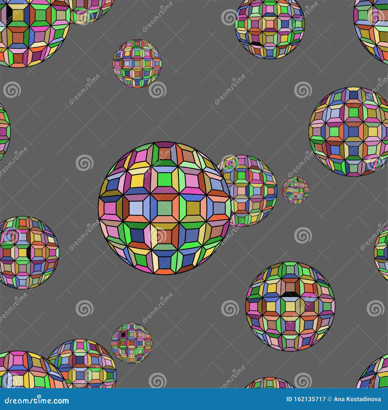 Seamless Pattern of Spheres in Multicolored Tiles Stock Vector ...