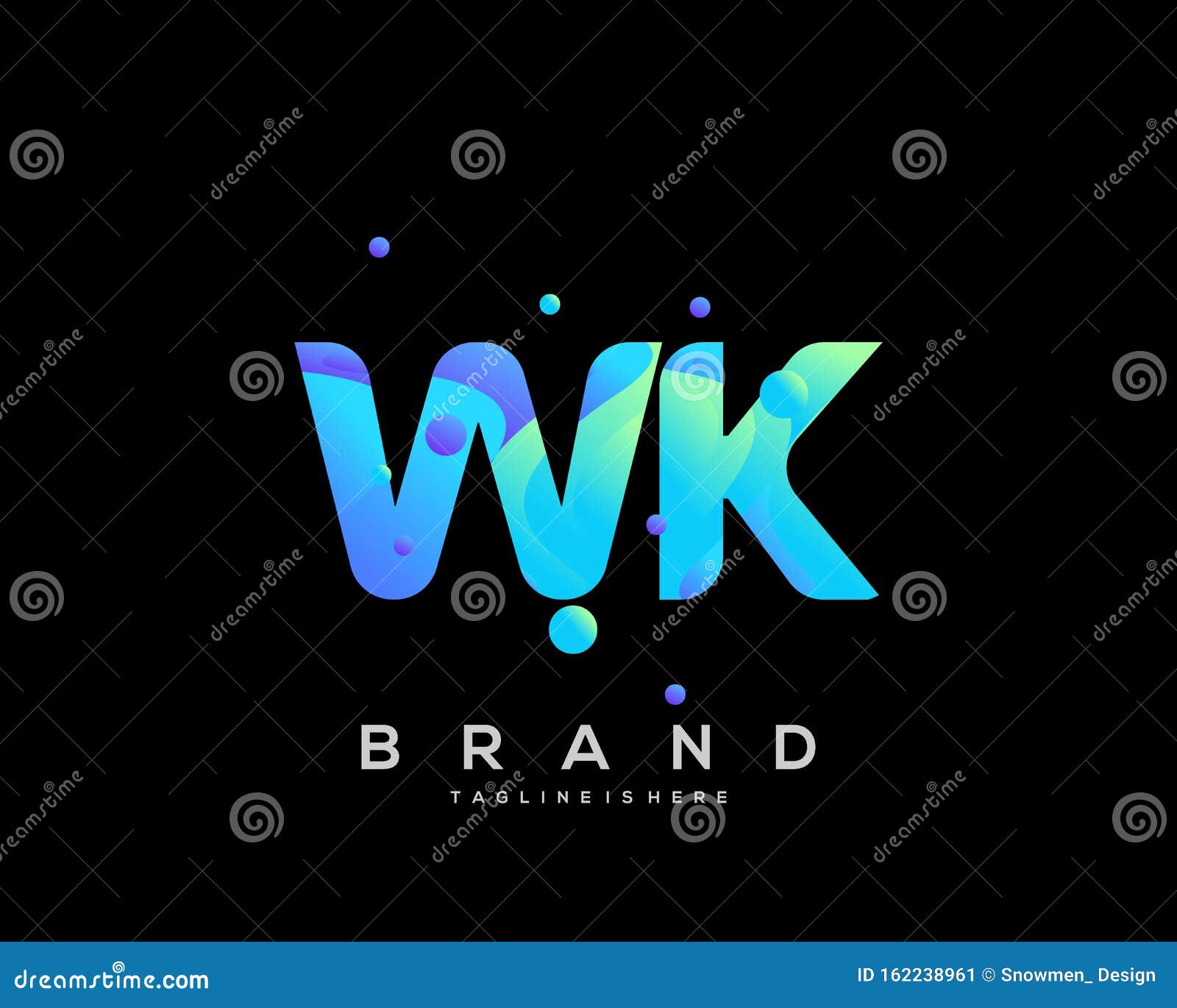 Initial Letter WK Logo with Colorful Circle Background, Letter ...