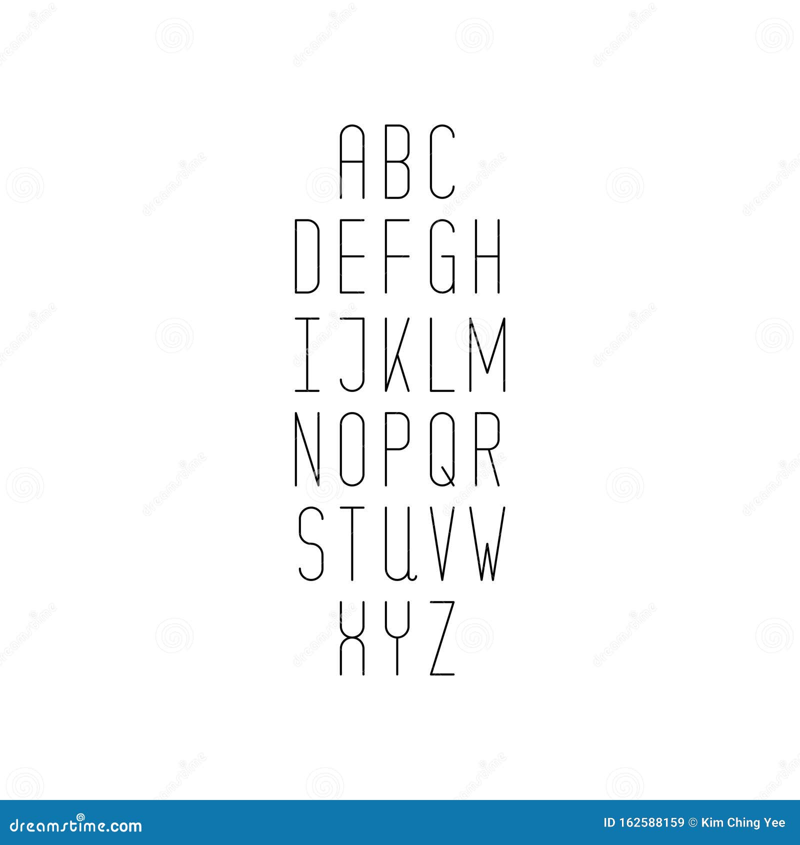 Simple Minimalistic Thin Line Font with Uppercase Letters. Linear ...