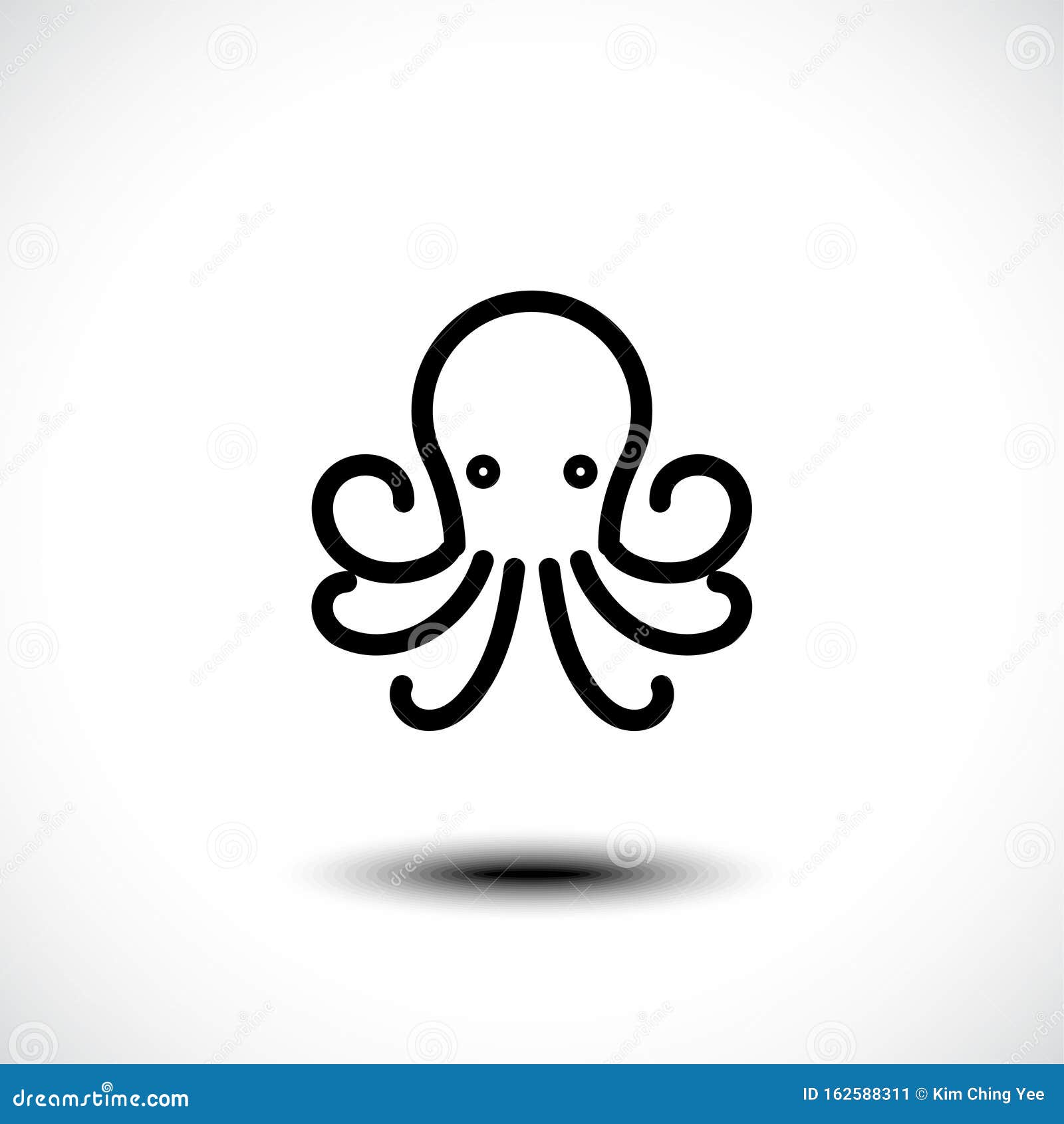 Octopus Outline Illustration Isolated On White Background Cartoon ...