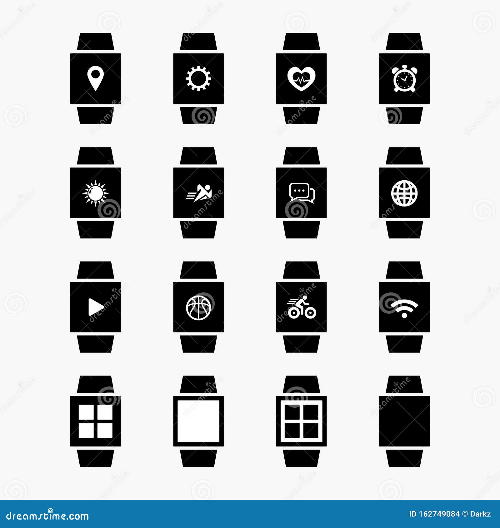 Smartwatch icon stock vector. Illustration of message - 162749084
