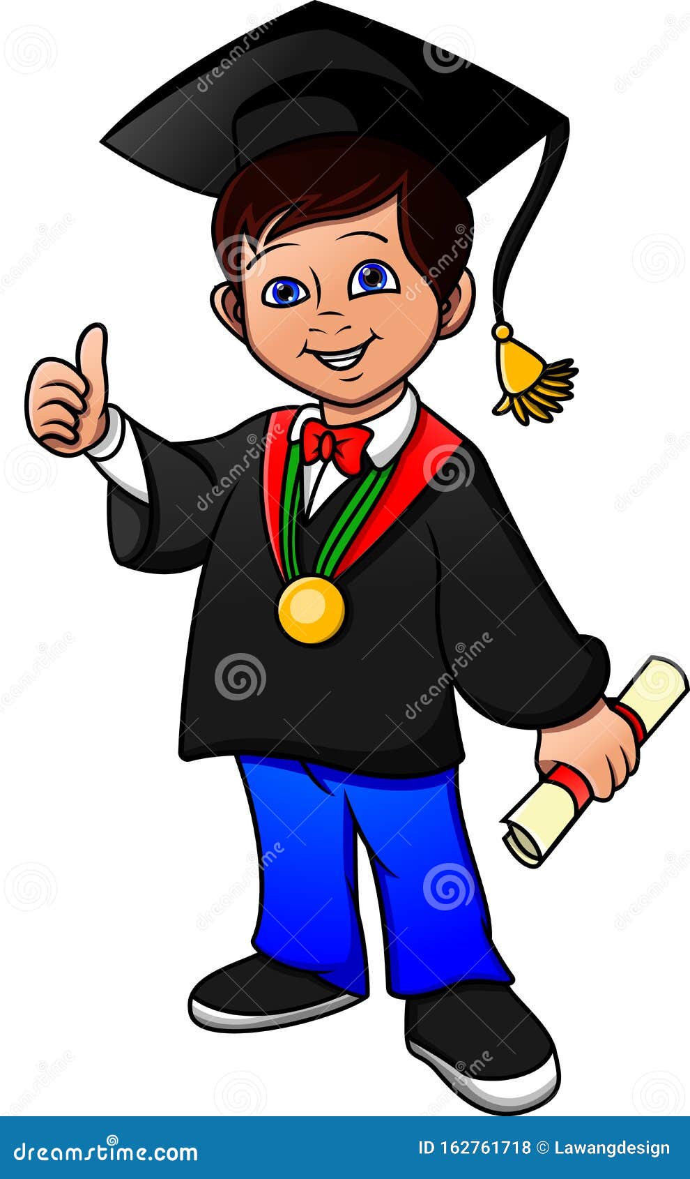 Congratulations Young Boy Graduate Thumb Up Stock Vector - Illustration ...