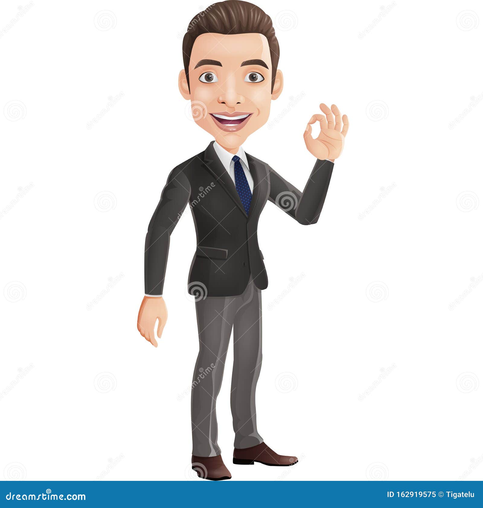 Cartoon Businessman Showing OKAY/OK Sign Stock Vector - Illustration of ...
