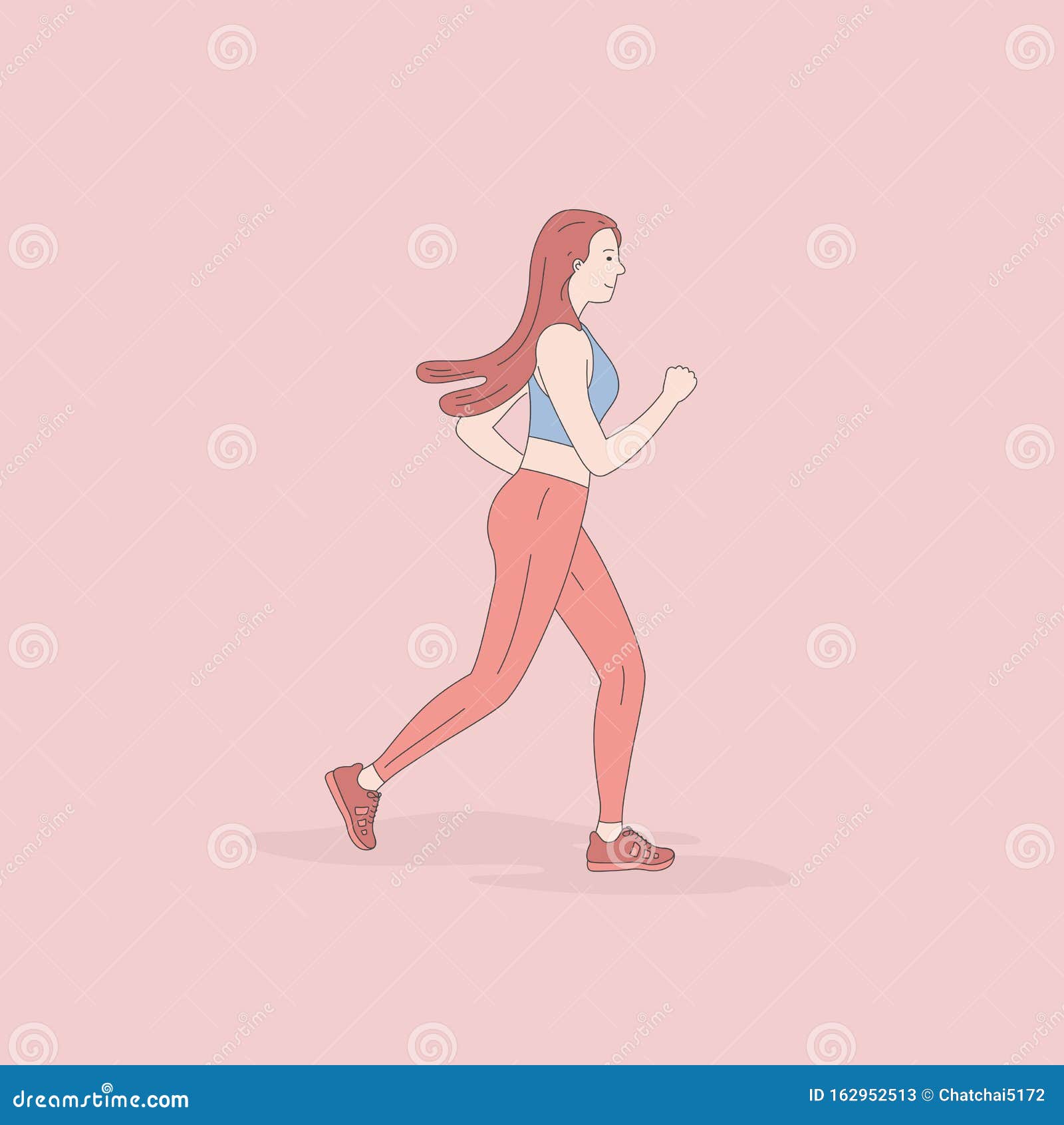 Young Beautiful Woman Jogging Workout Training Stock Vector ...