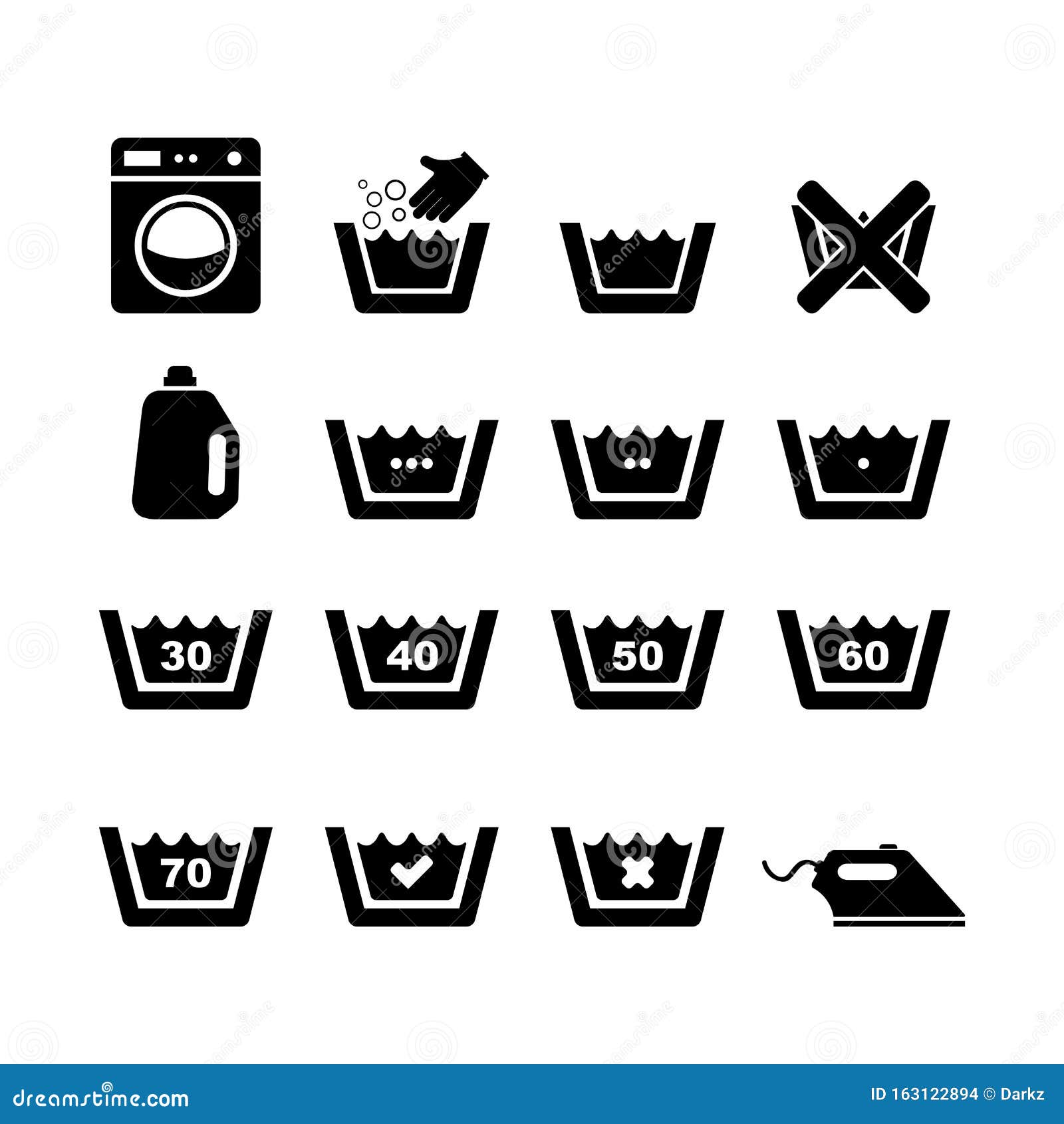 Machine Wash Cold Symbol Doodle Icon, Vector Color Line Illustration ...
