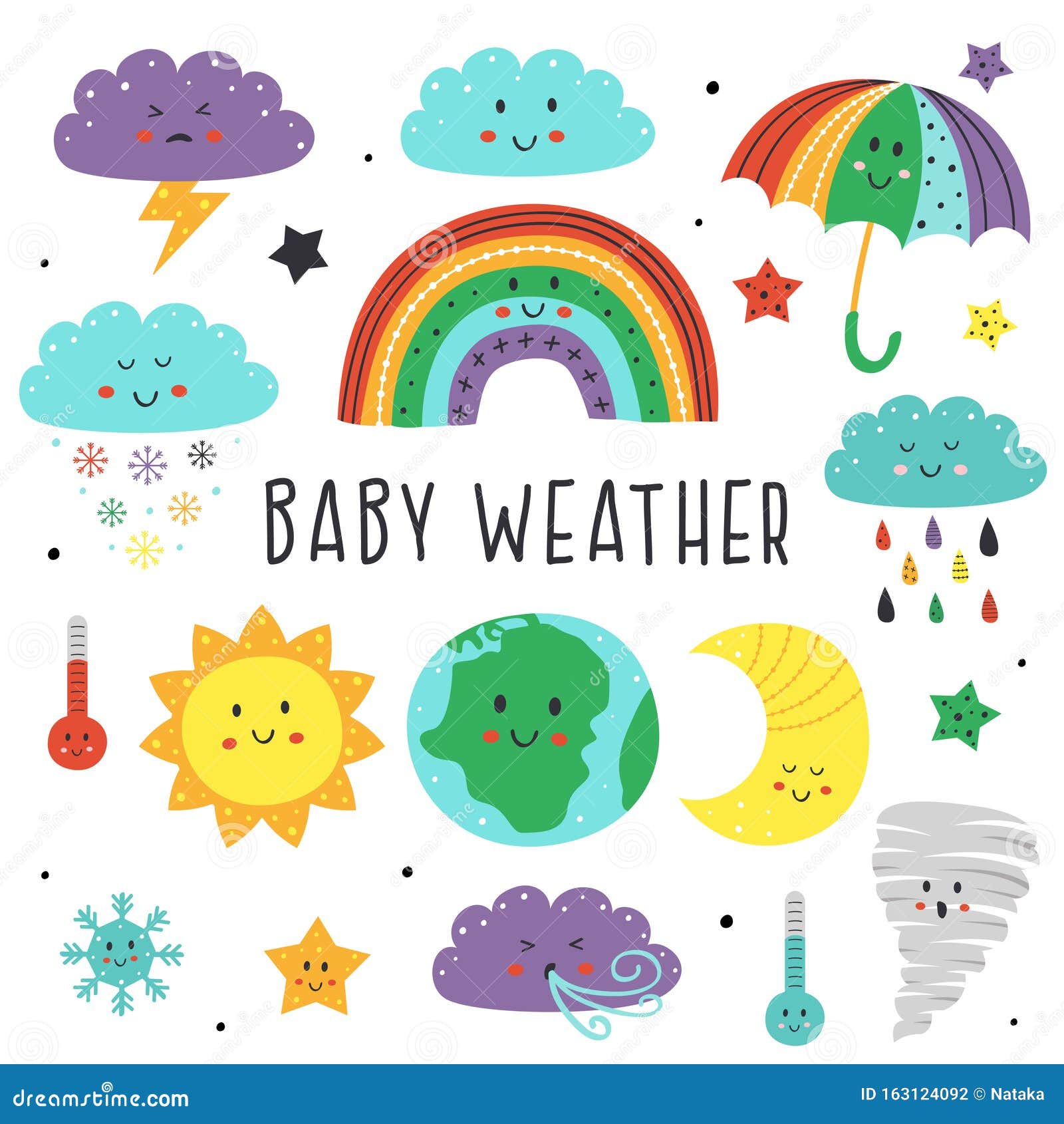 Set of Isolated Elements of Baby Weather Stock Vector - Illustration of ...