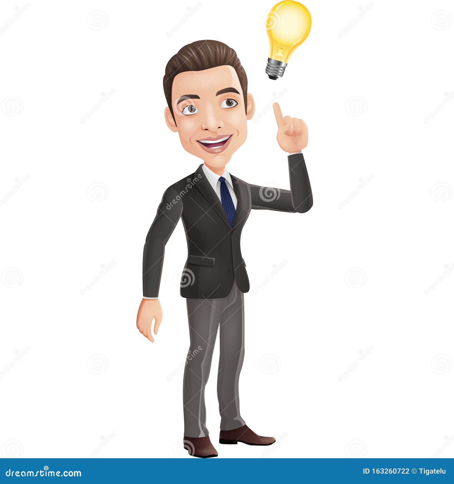 Happy Businessman Thinking and Having Idea Stock Vector - Illustration ...