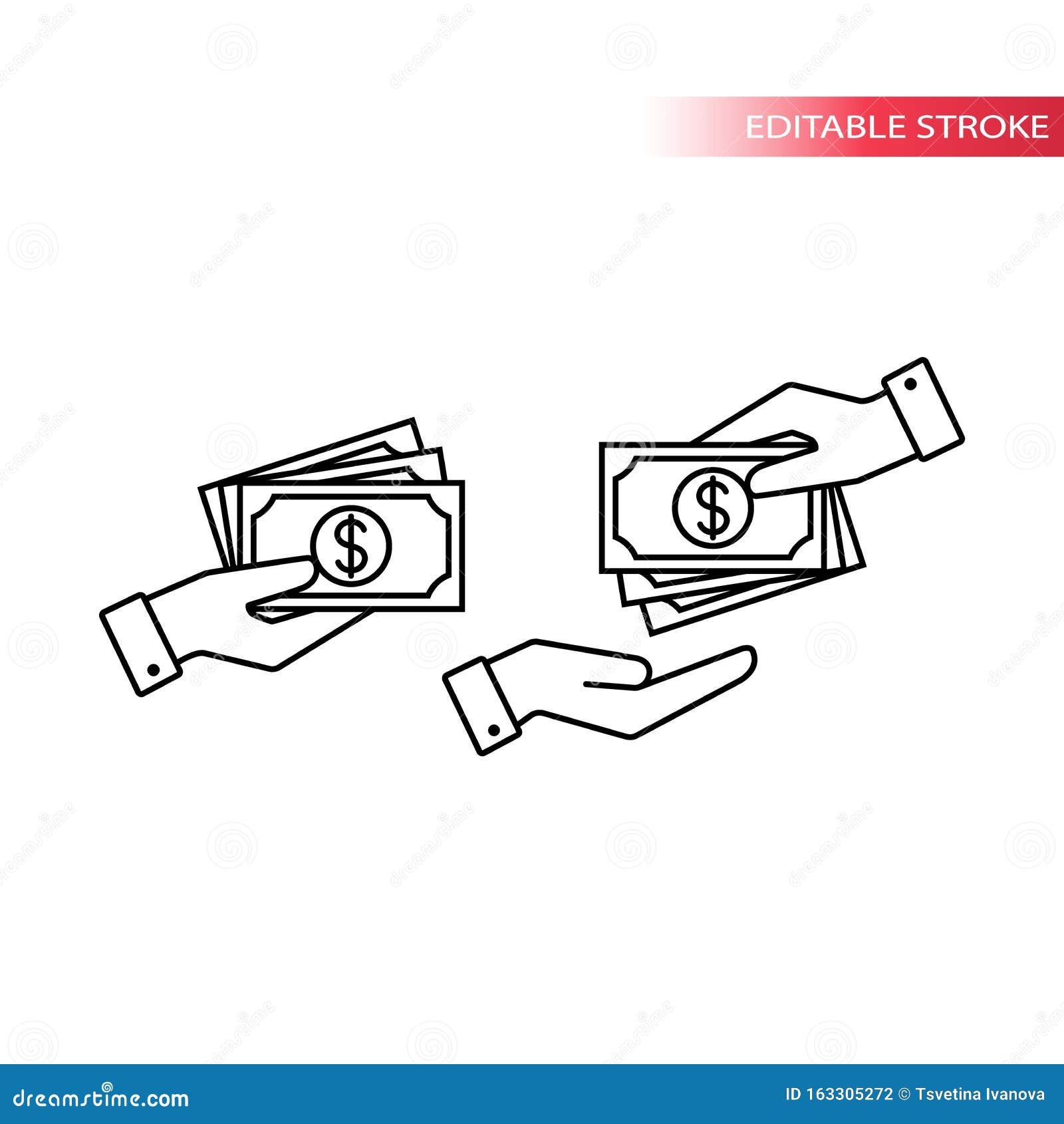 Hand Receiving Cash Outline Stock Illustrations – 165 Hand Receiving ...