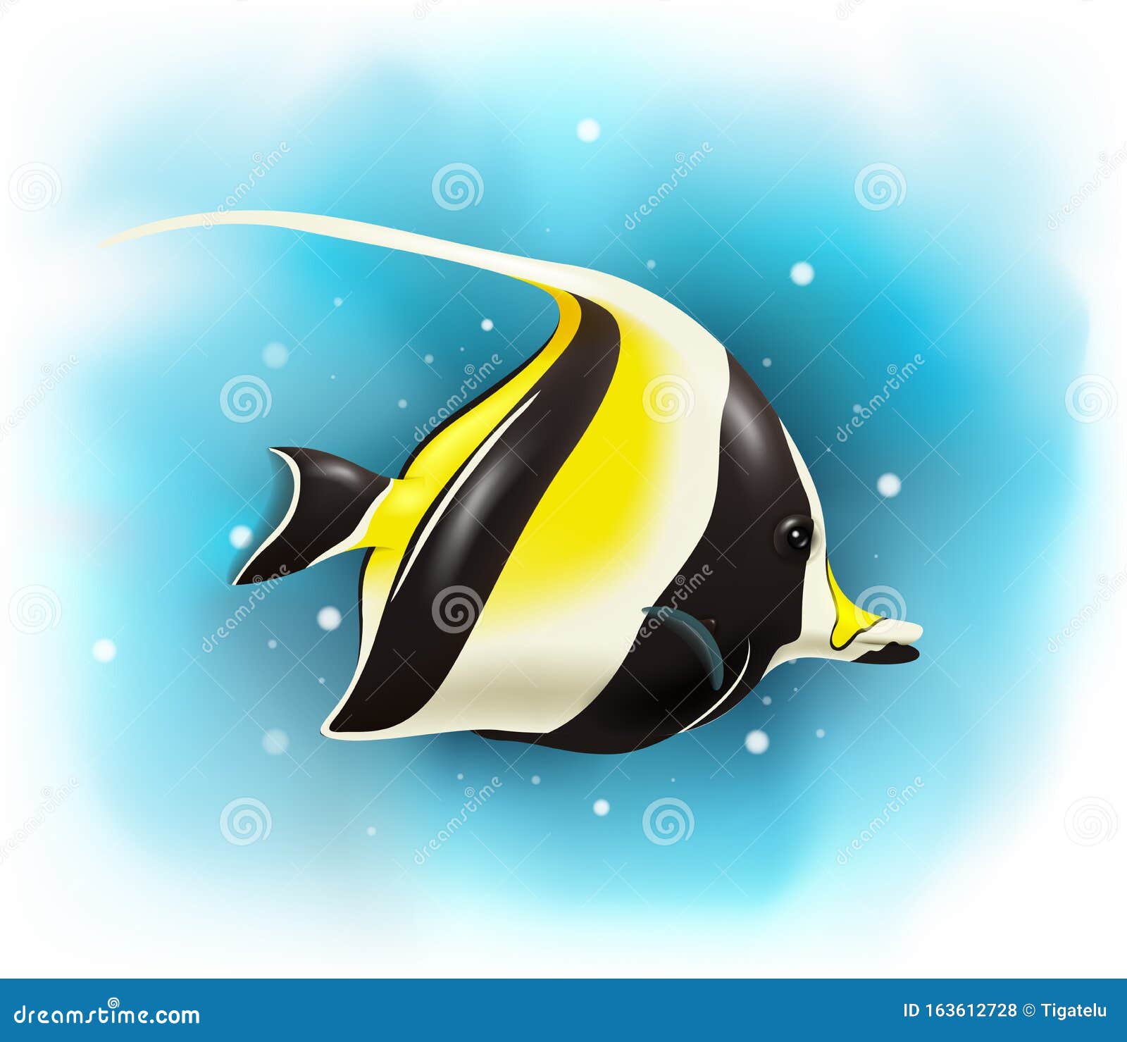 Cartoon Cute Moorish Idol Fish Stock Vector - Illustration of mascot ...