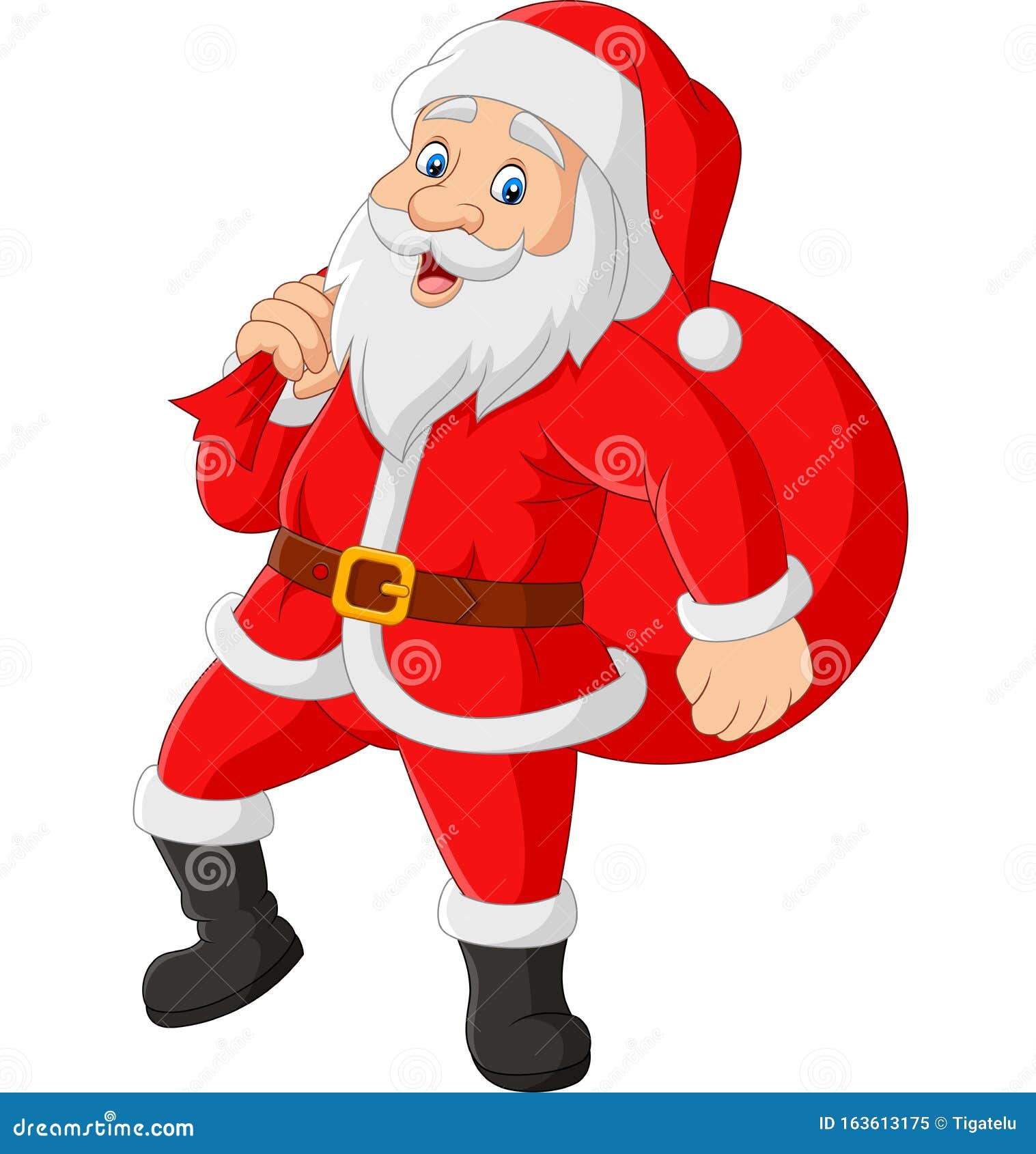 Santa Claus Carrying a Bag of the Presents Stock Vector - Illustration ...