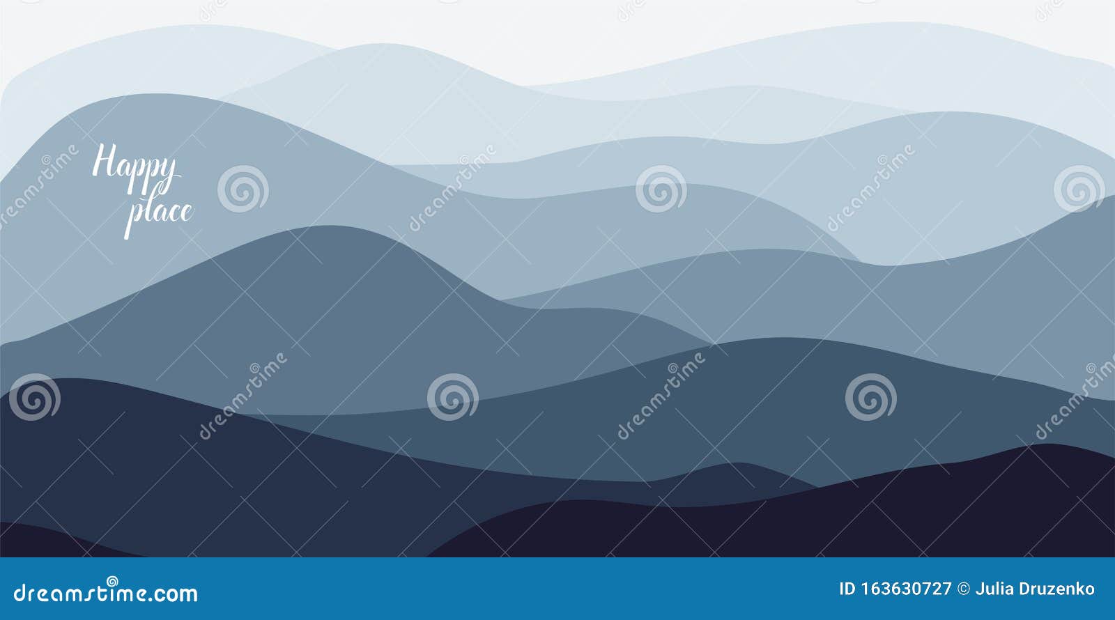 Vector Illustration of Calm Indigo Mountain Hills Natural Landscape ...