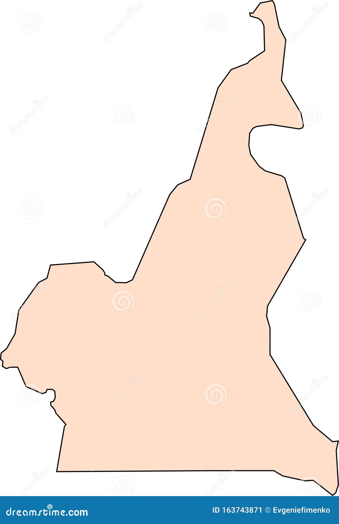 Cameroon Black And White Country Border Map Logo Design Cartoon Vector ...