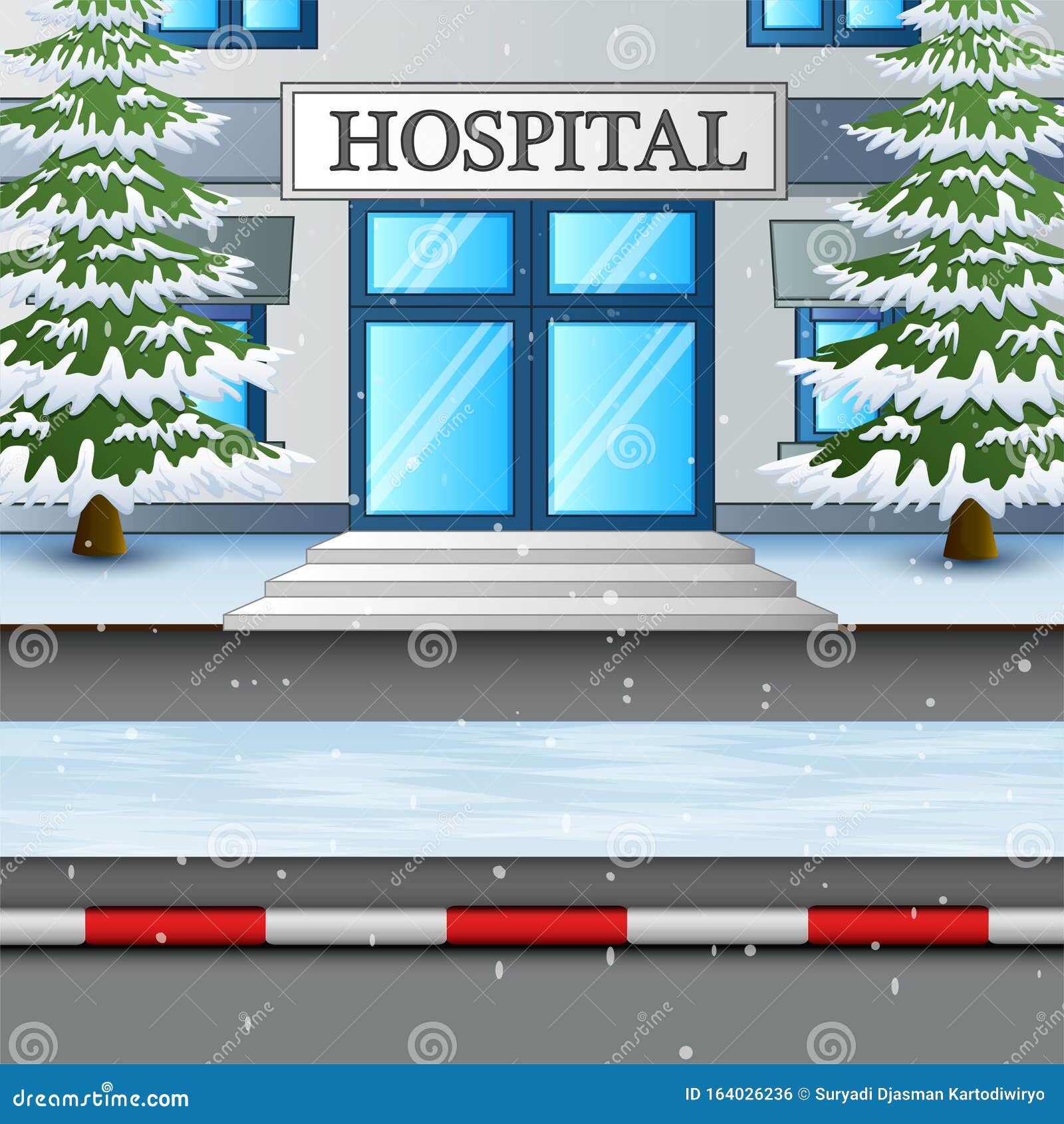 The Hospital Building in Snow Winter Illustration Stock Vector ...