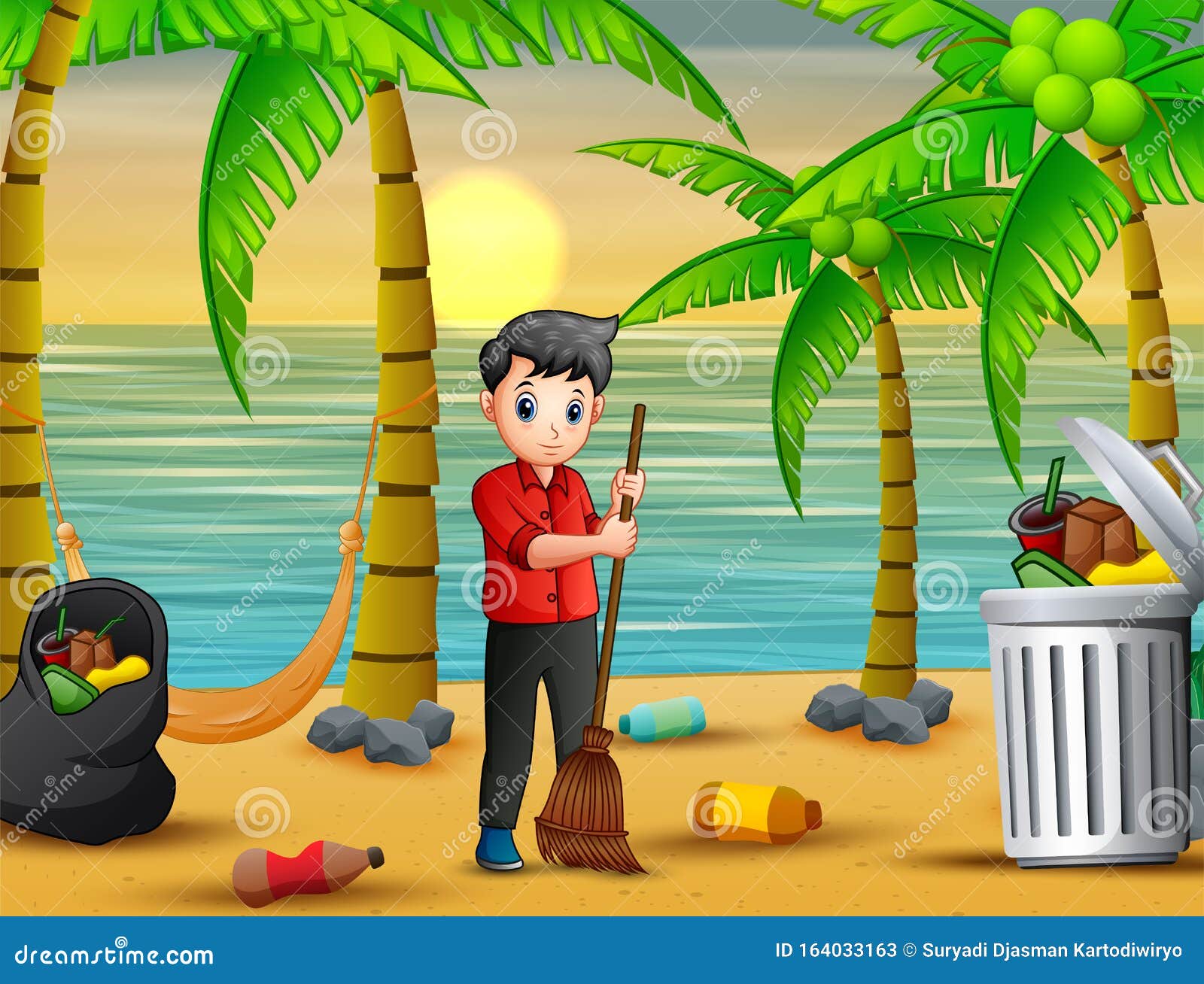 3d Man Cleaning Trash With Wiper Royalty-Free Illustration ...