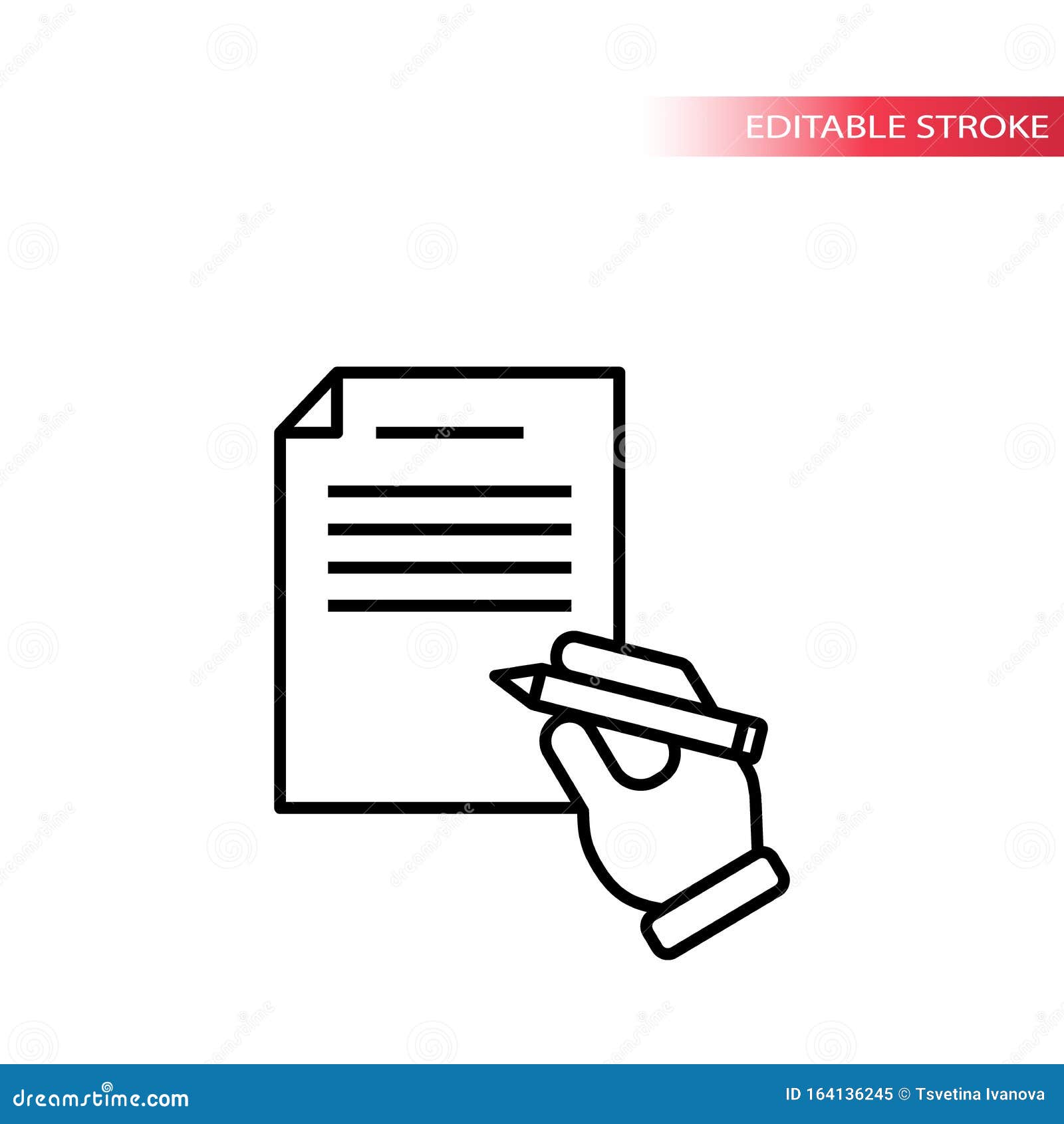 Hand Holding Pen Signing Paper Document or Contract Icon. Stock Vector ...