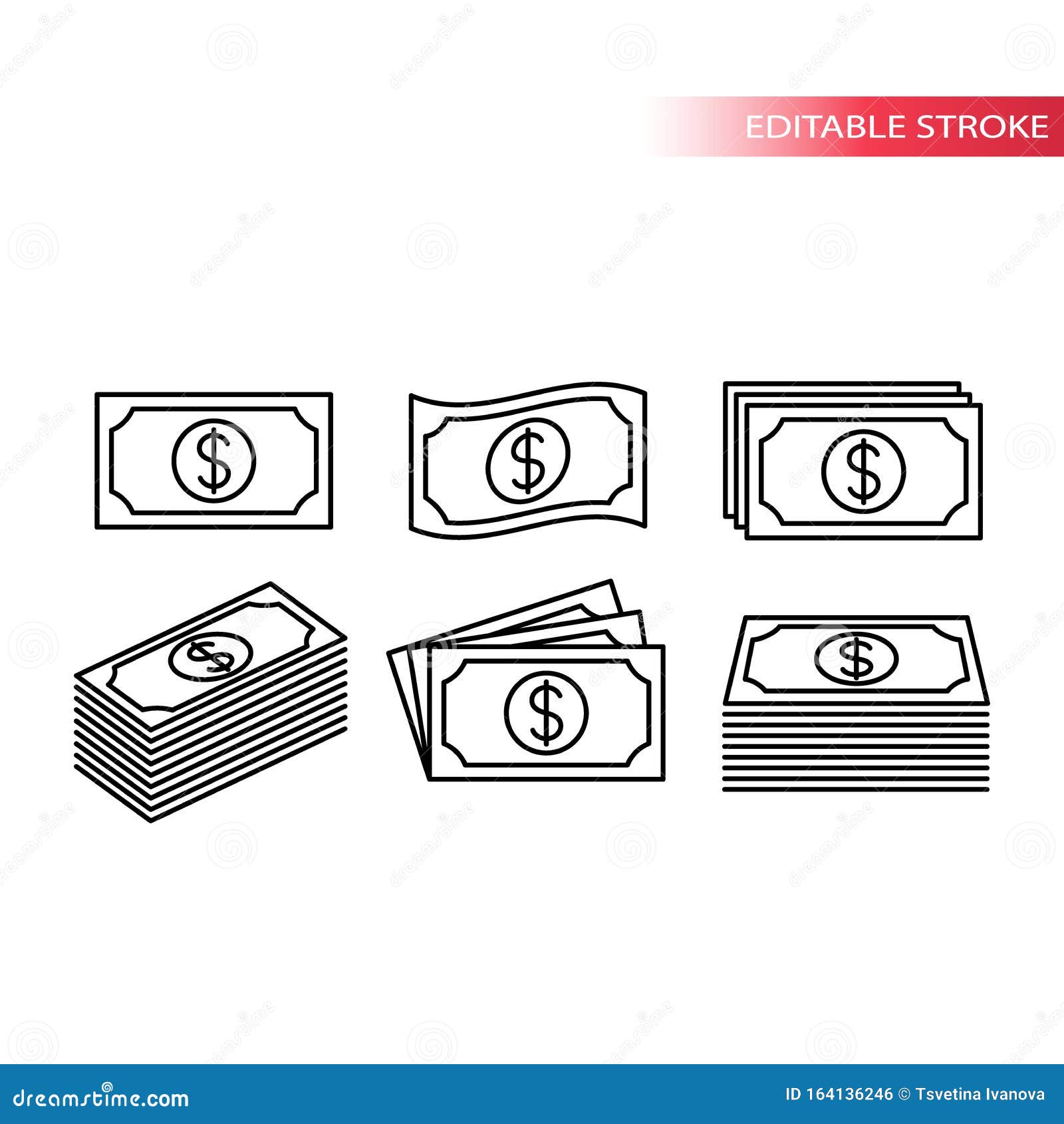 Dollar Banknote, Money Stack Simple Vector Icon Stock Vector ...